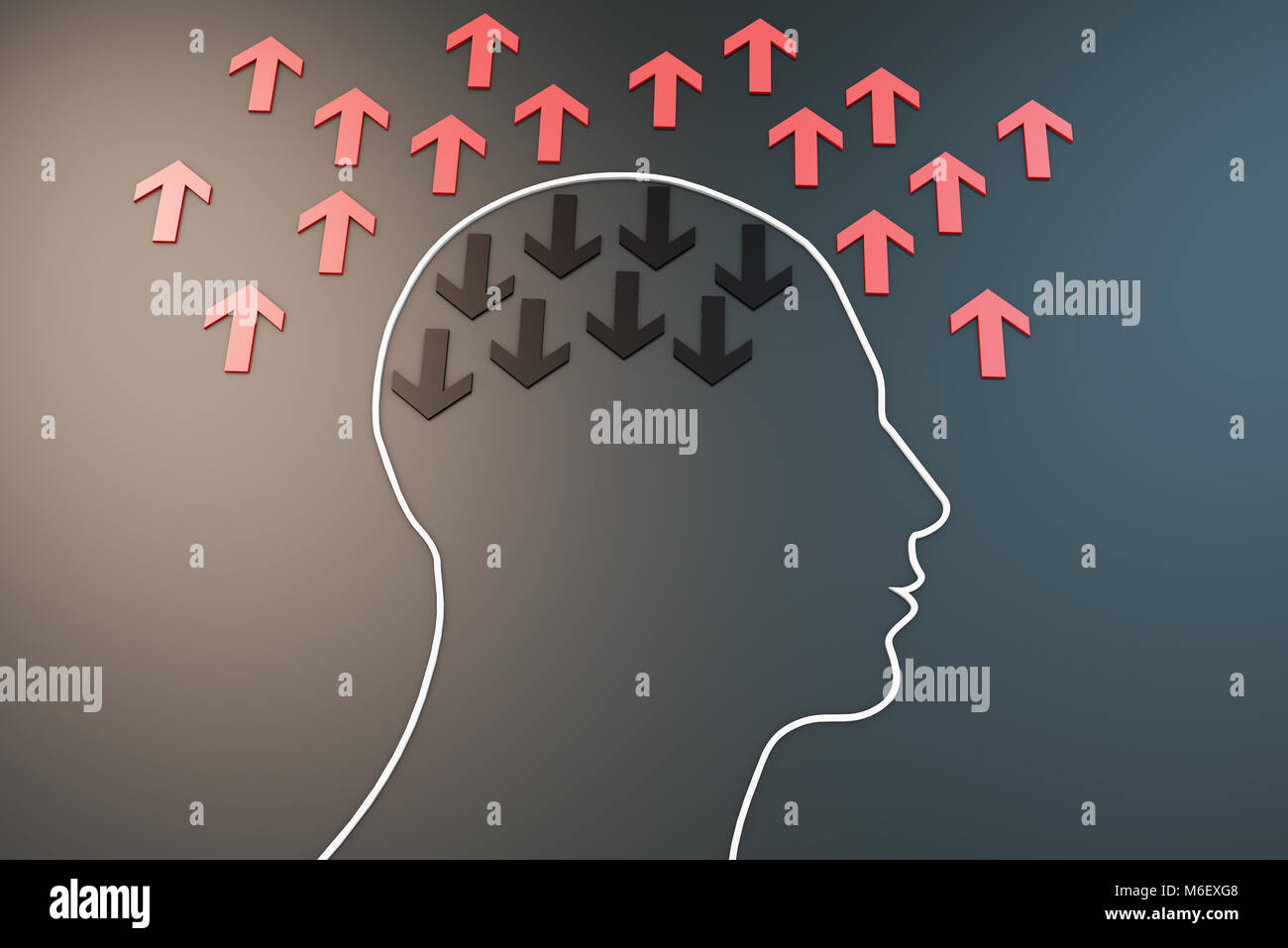 Human brain with arrow, way of thinking Stock Photo - Alamy