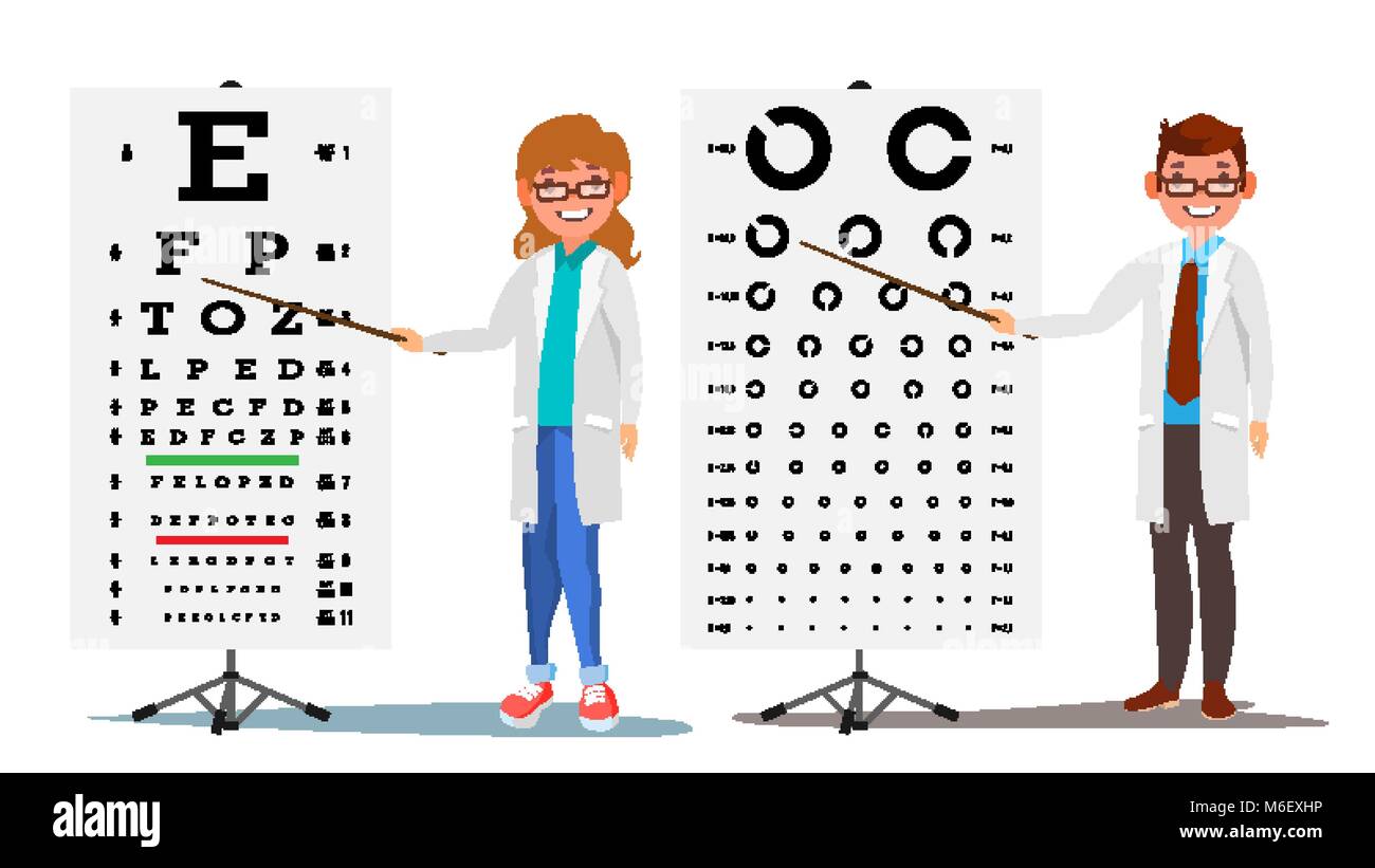 Ophthalmology Doctor Set Vector. Female, Male. Medical Eye Diagnostic ...
