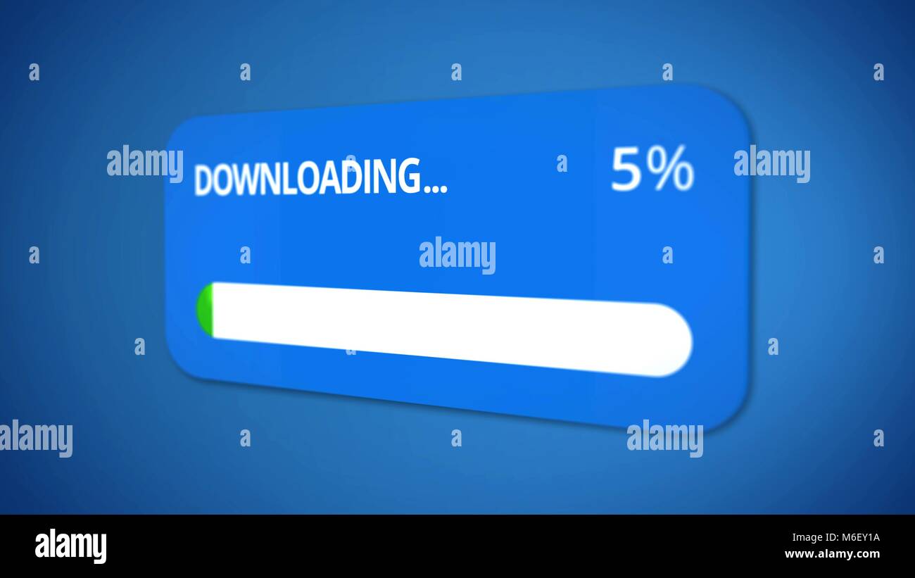 Dialog window, start of downloading, status bar shows process, slow ...