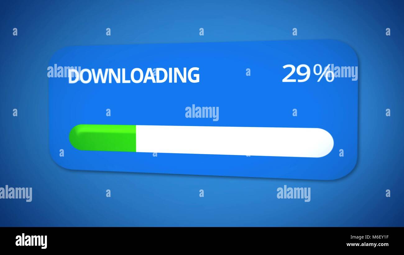 Transmission of information, status bar shows download process, slow ...
