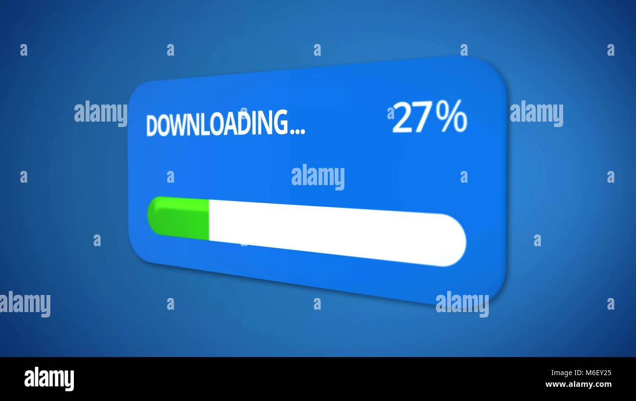 Notification window about data transmission, status bar shows download ...