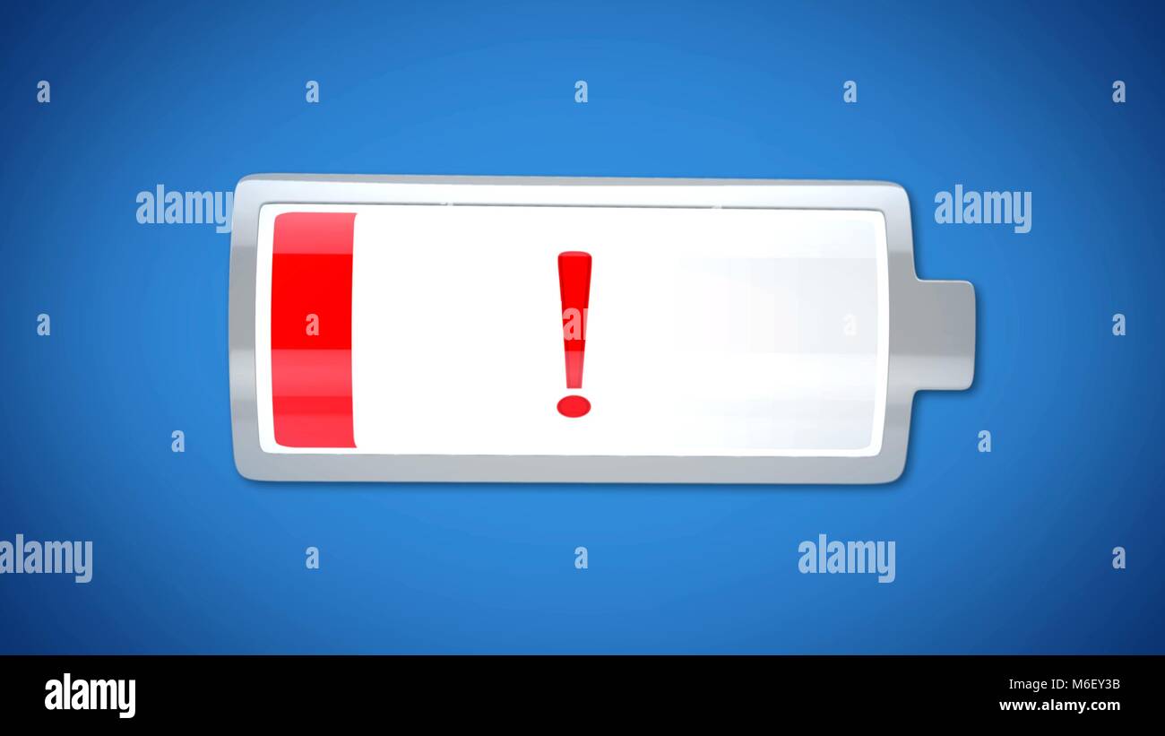 Battery fully discharged, indicator warns with red, exhausted ...