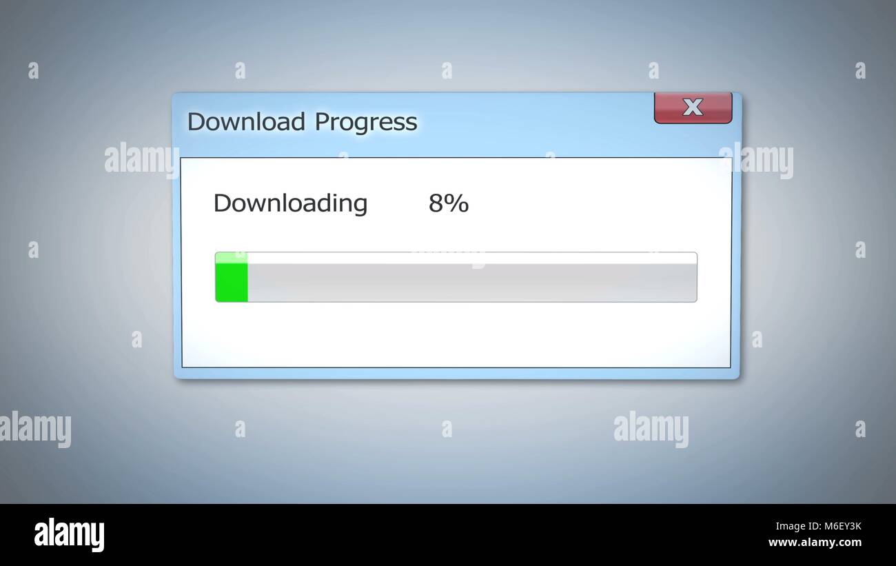 Dialog window, download progress stuck at the beginning, outdated ...
