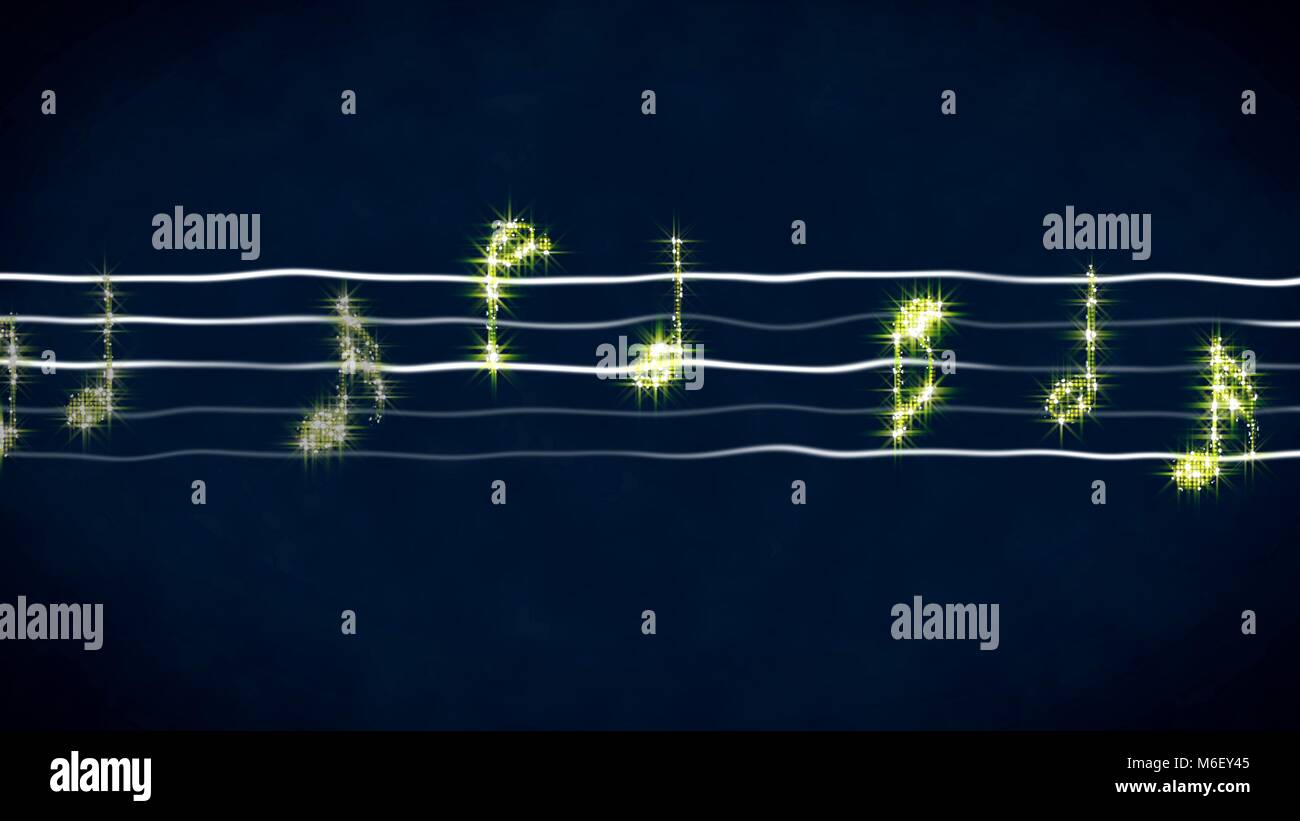 Shiny music notes on wavy sheet, instrumental background, abstract ...