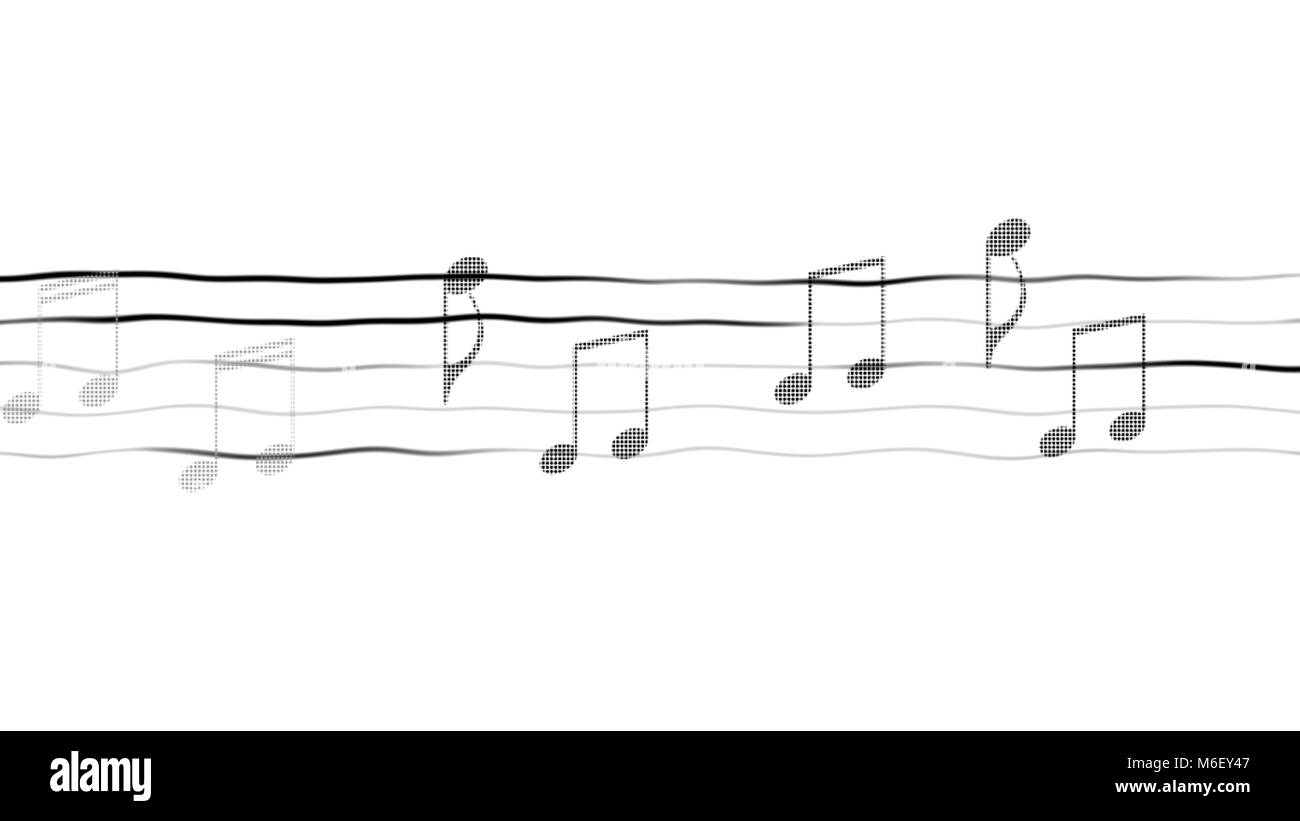 Abstract illustration of music notes on sheet, composing app, white ...