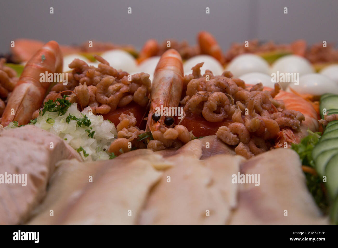 A cold fish buffet with shrimps Stock Photo - Alamy