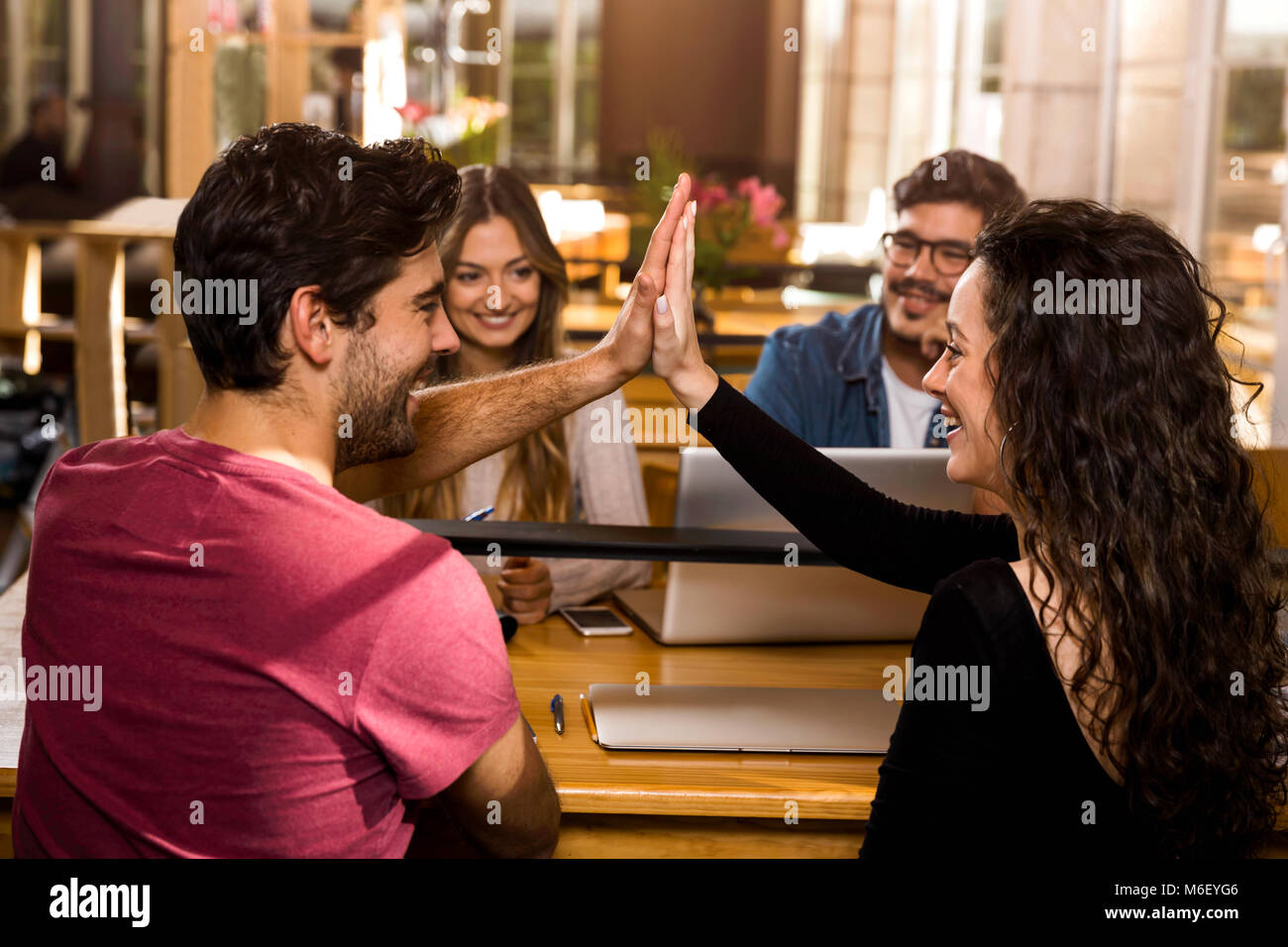 Happy students getting ready for final exams Stock Photo - Alamy