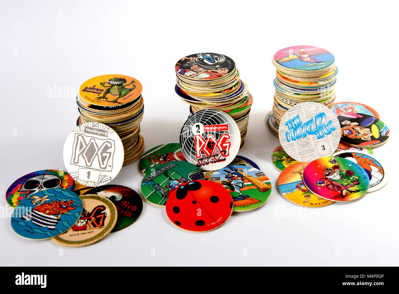 Collection of the Mid 90’s game of Pog’s Stock Photo - Alamy