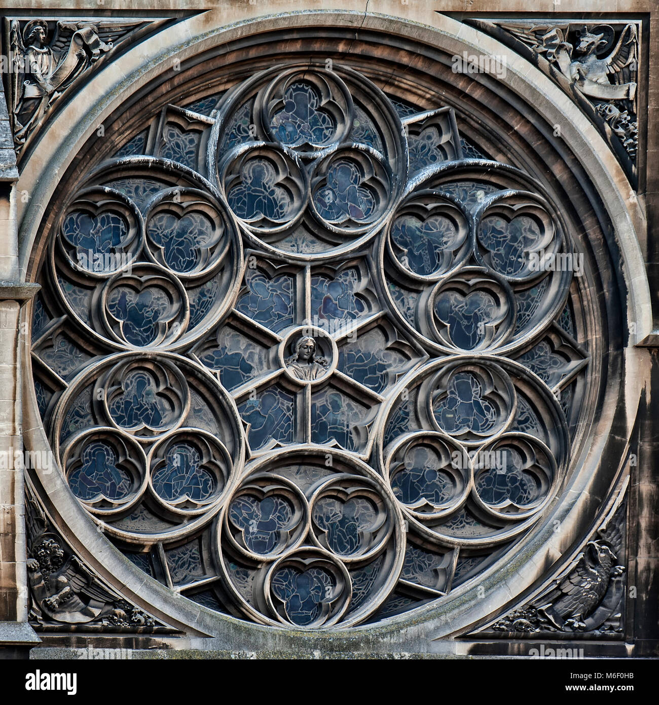 Rose window exterior Stock Photo - Alamy