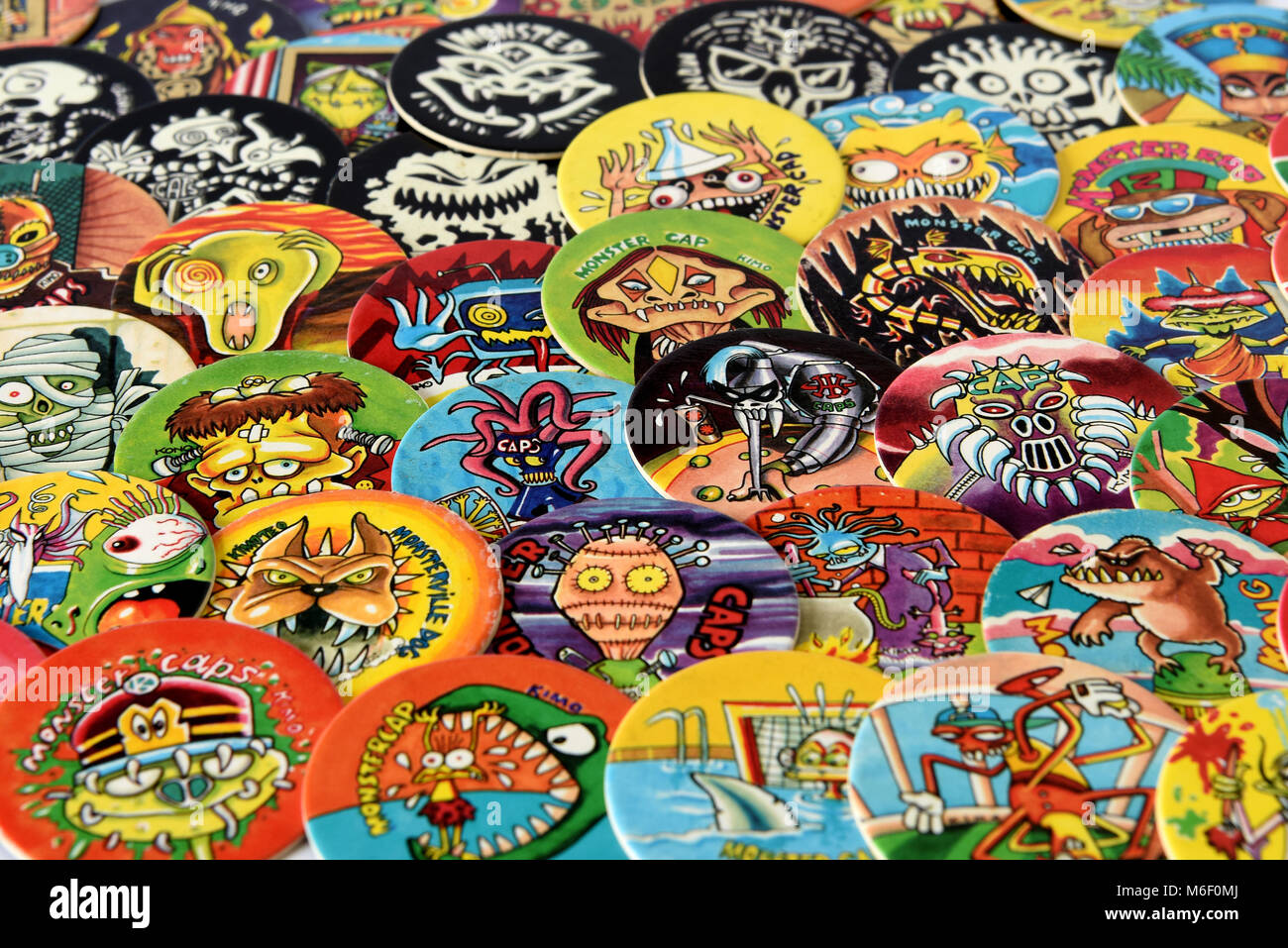 Collection of the Mid 90’s game of Pog’s Stock Photo - Alamy