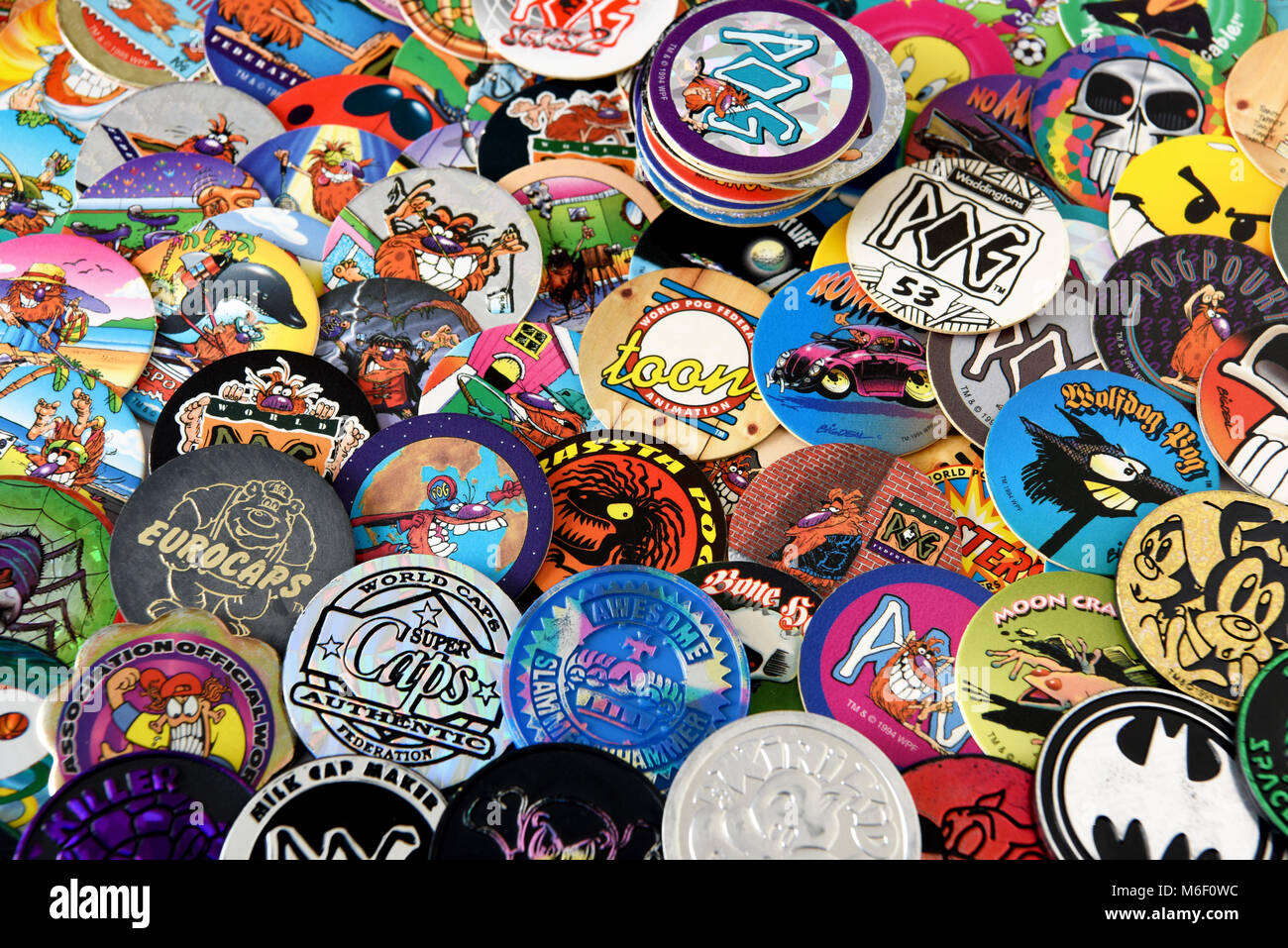 Collection of the Mid 90’s game of Pog’s Stock Photo - Alamy