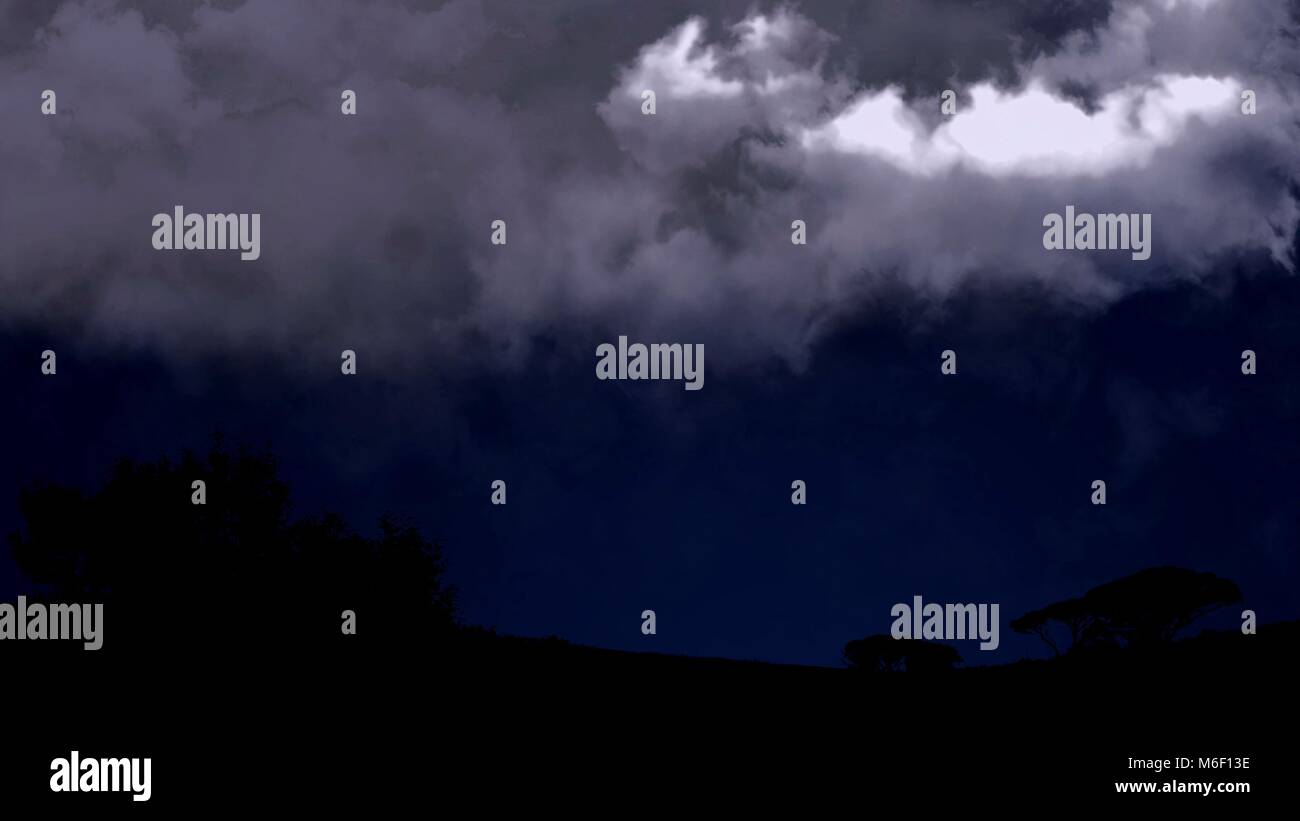 Summer storm beginning with lightning at night time, beautiful ...
