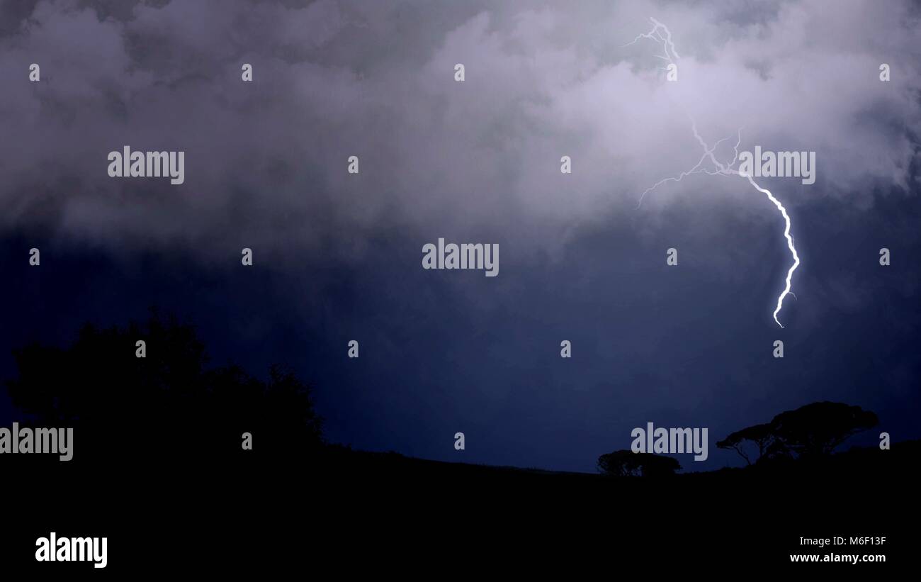 Beautiful lightning above the park area, dramatic background, nature ...