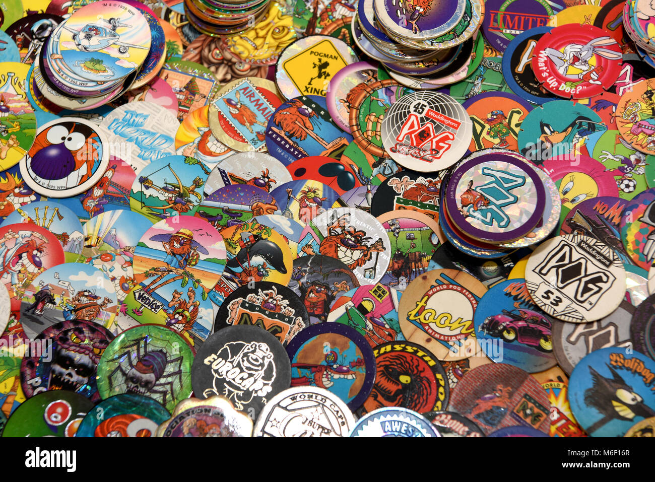 Collection of the Mid 90’s game of Pog’s Stock Photo - Alamy