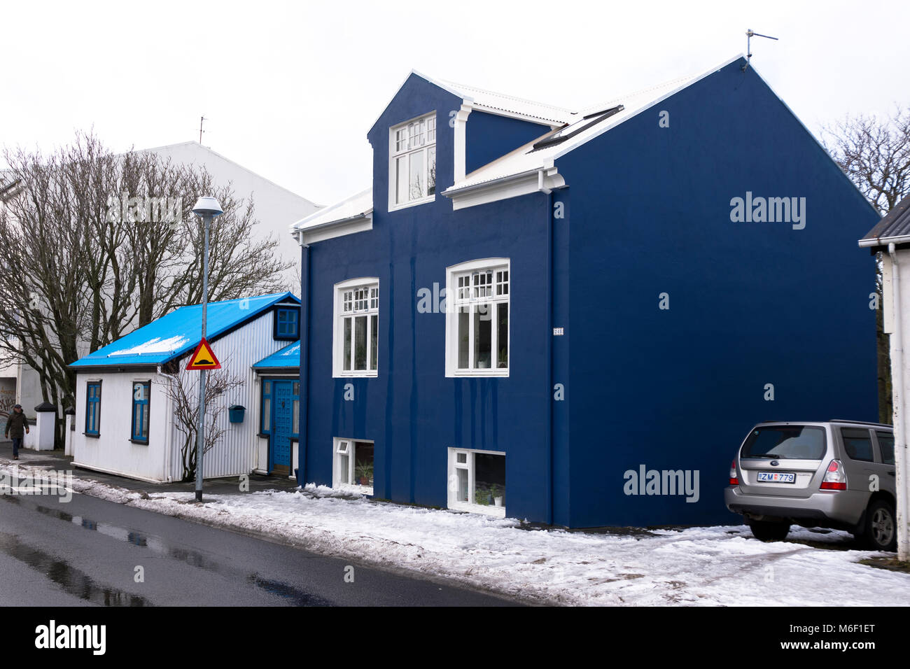 Blue painted house, Reykjavik, capital of Iceland Stock Photo - Alamy