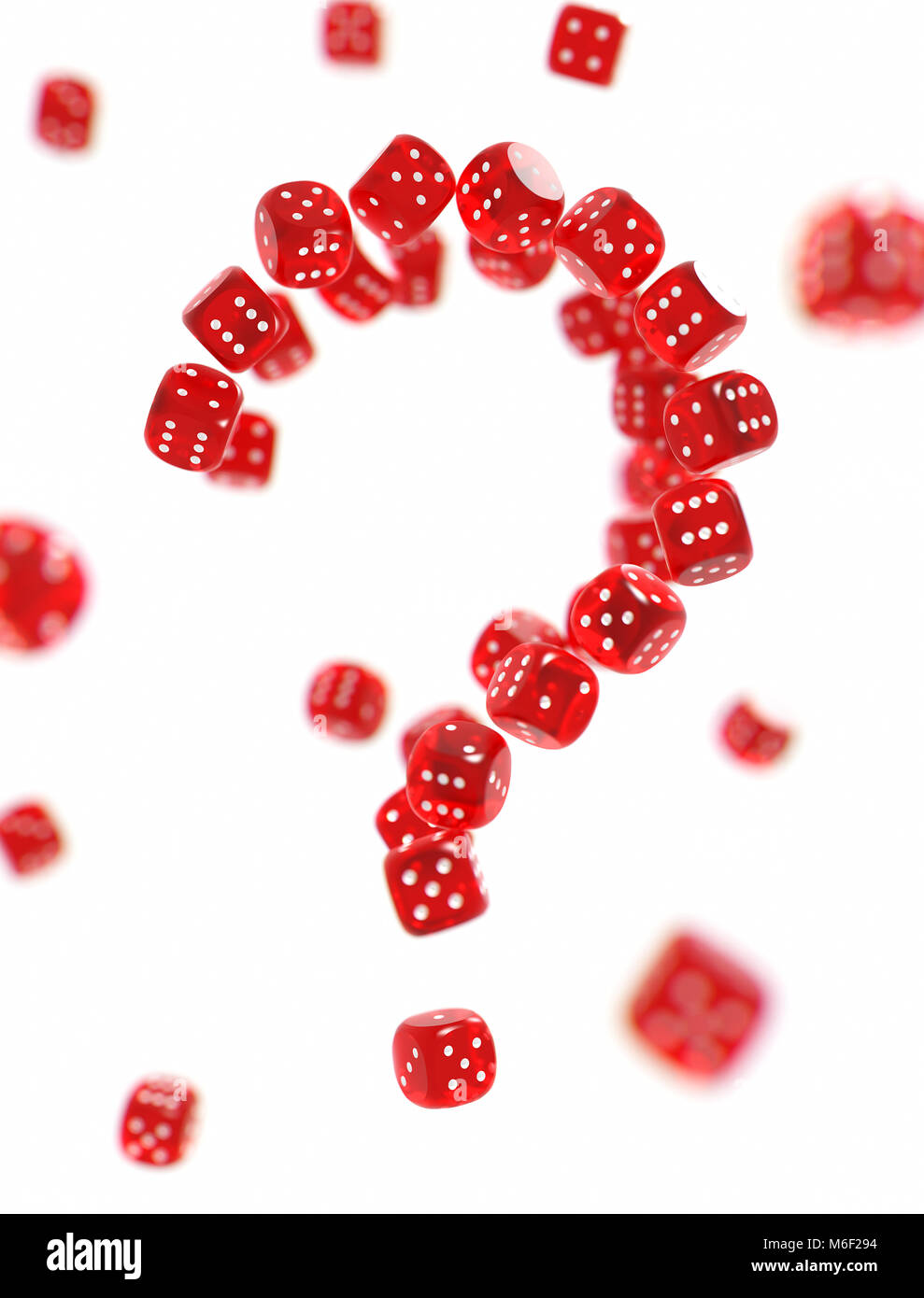 Question mark made of red gambling dices isolated on white background ...
