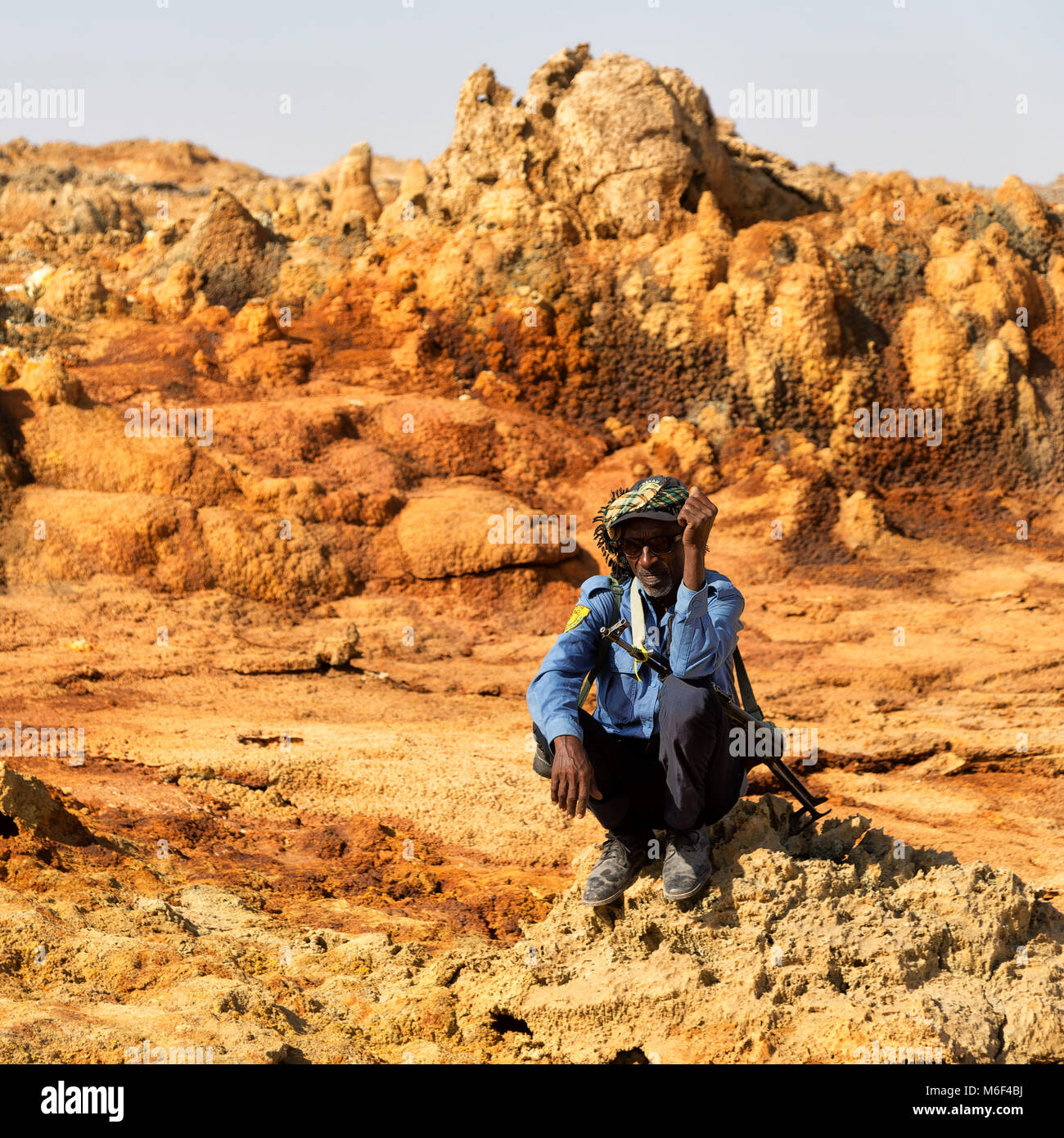 ETHIOPIA,DANAKIL-CIRCA JANUARY 2018--unidentified irregular soldier ...