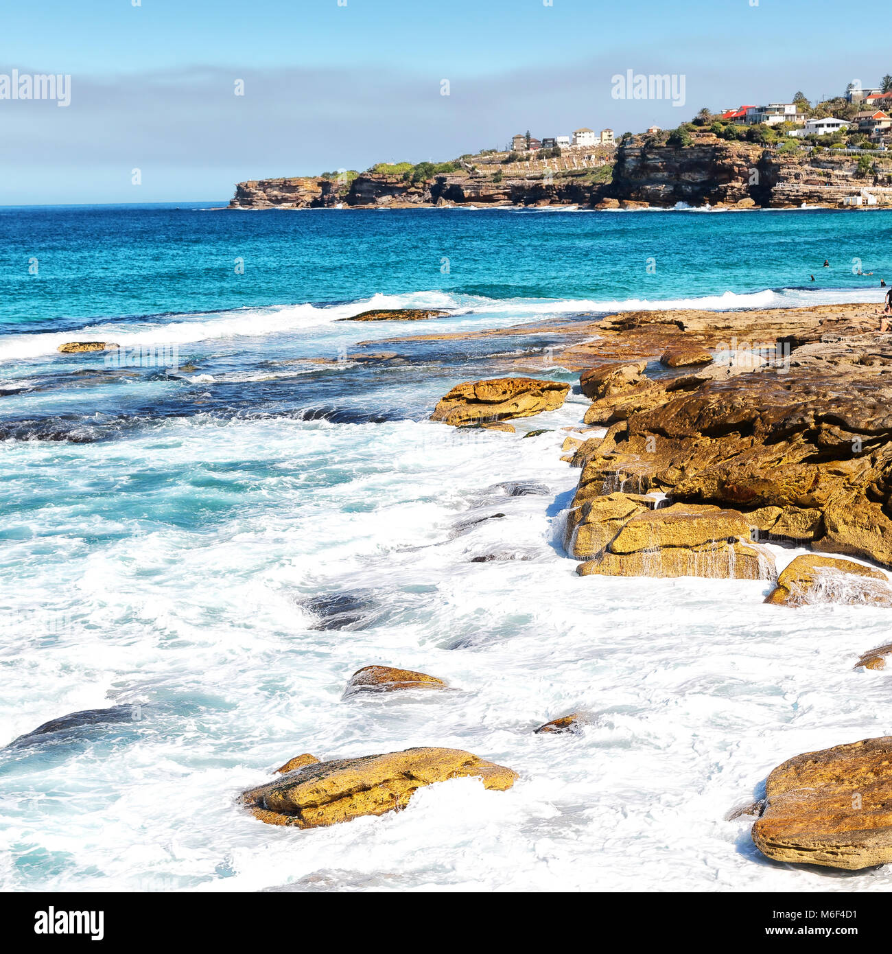 in australia sydney the bay the rock and the ocean near bondi beach ...