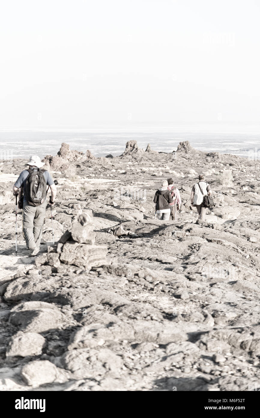 in danakil ethiopia africa the old backpacker people walking in the ...