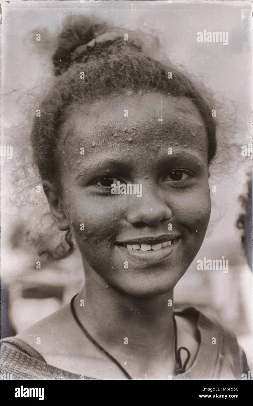 ETHIOPIA,LALIBELA-CIRCA JANUARY 2018--unidentified young girl in the ...