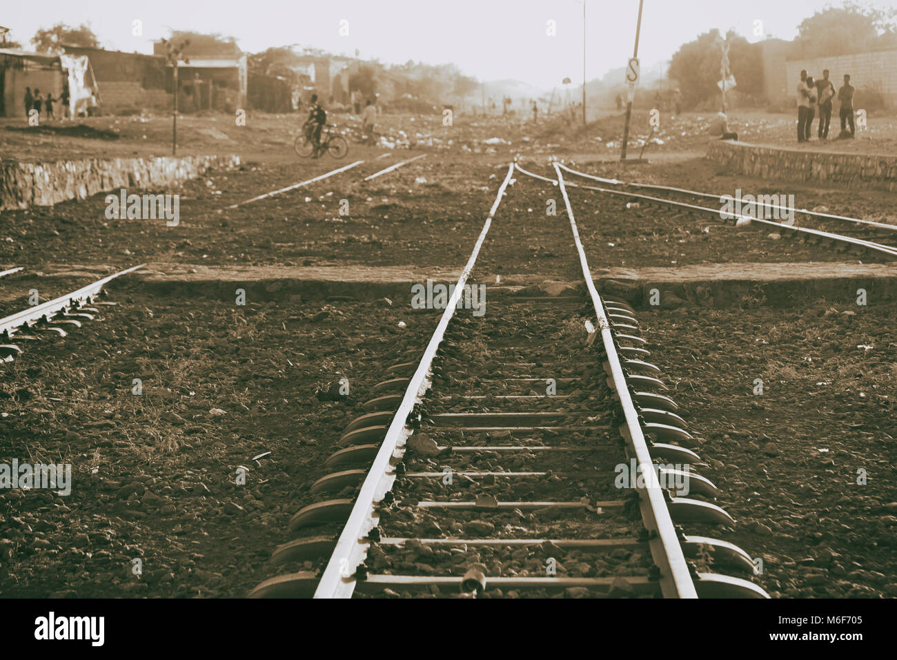 in africa ethiopia the railway road in the light of sunrise like ...