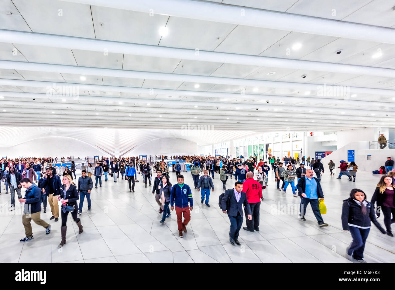 New York City, USA - October 30, 2017: People in The Oculus ...
