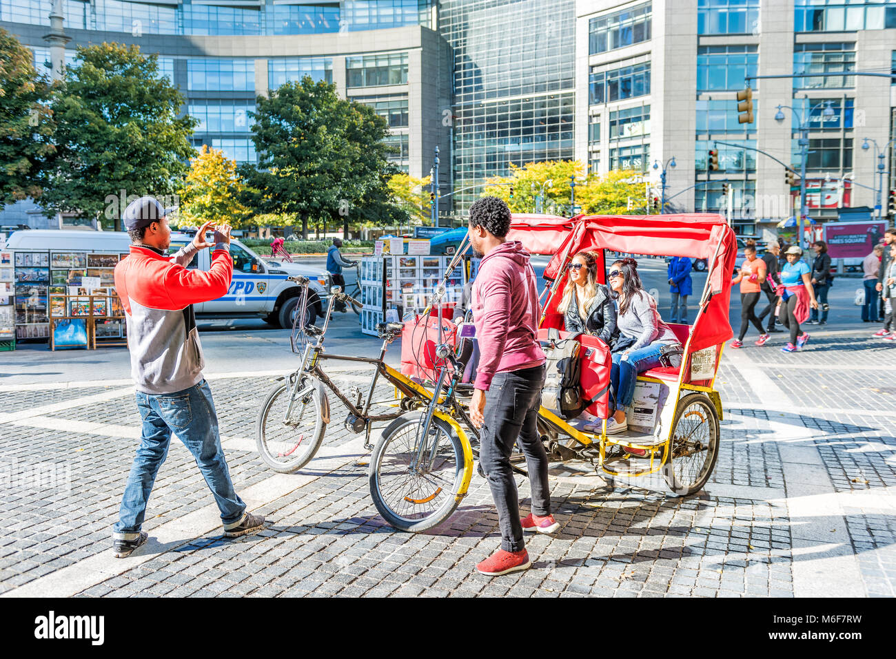 New York City, USA - October 28, 2017: Midtown Manhattan with happy ...