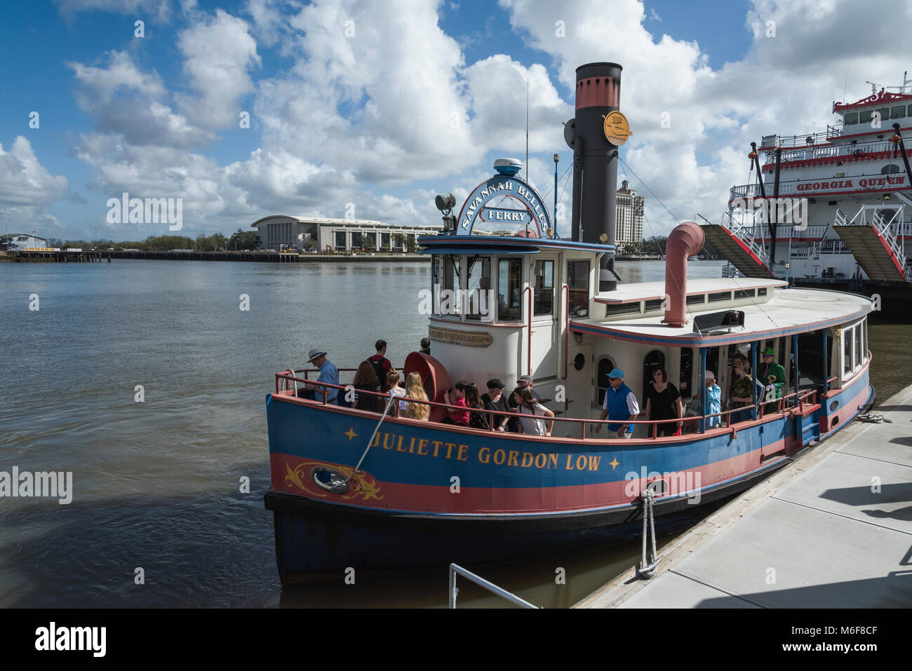 Savannah Belles Ferry as seen from River Street in Sanvannah Georgia ...