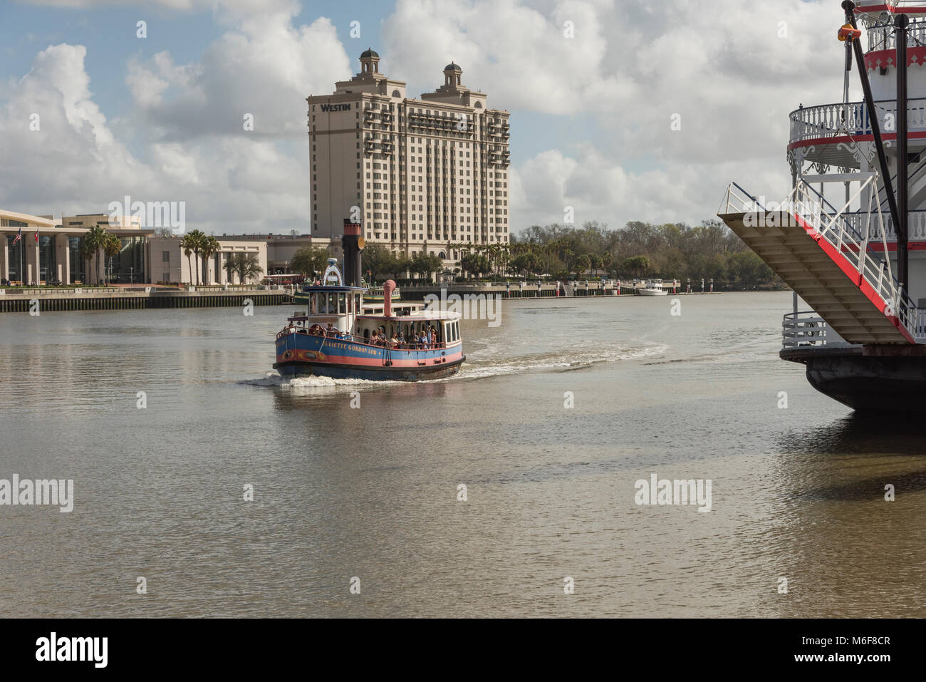 Savannah Belles Ferry as seen from River Street in Sanvannah Georgia ...