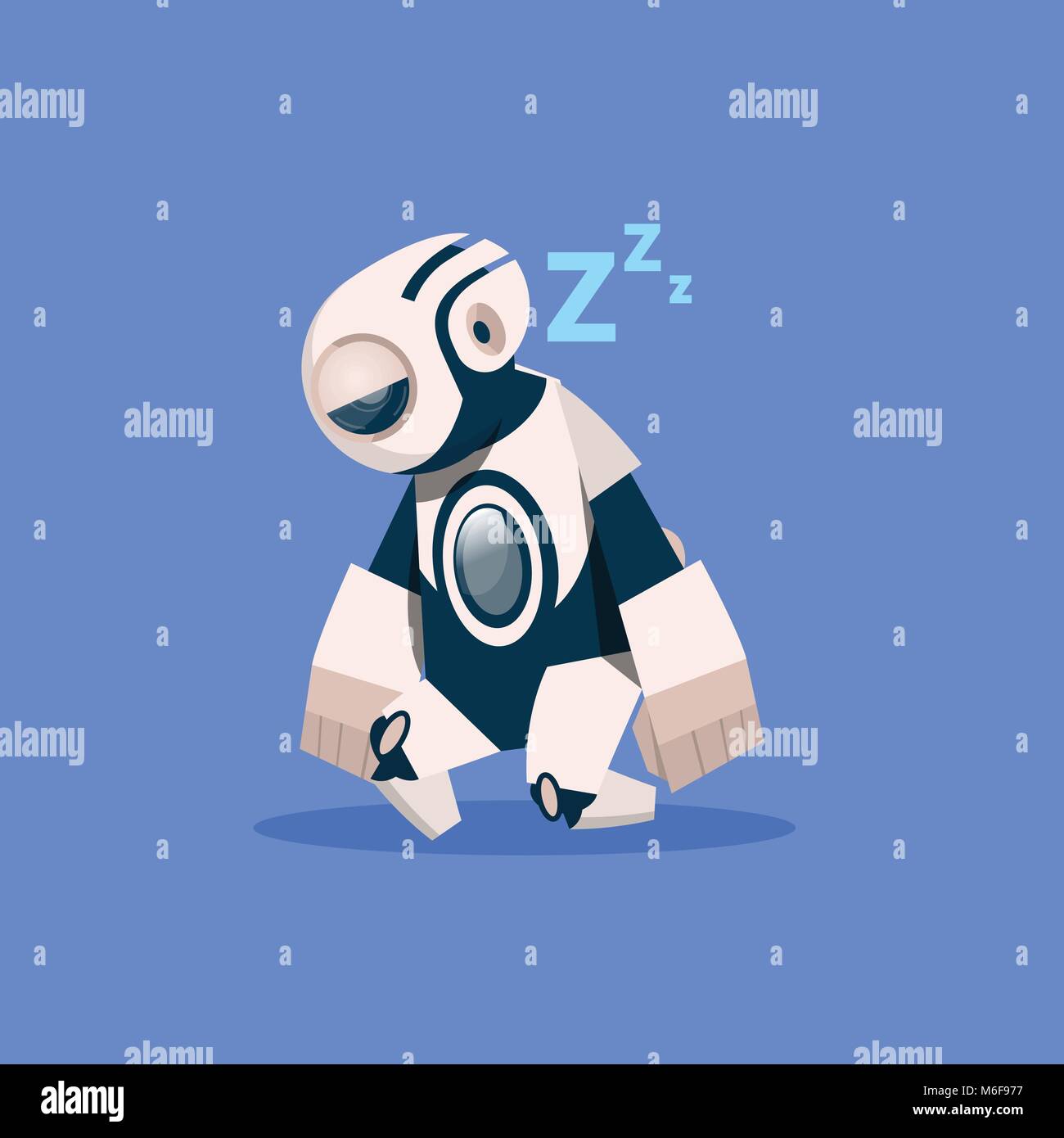 Robot Sleeping Cyborg Isolated On Blue Background Concept Modern ...
