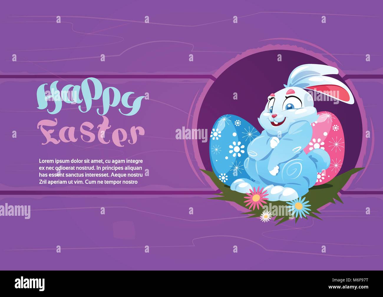 Happy Easter Decoration Poster Design Or Greeting Card Funny Bunny ...