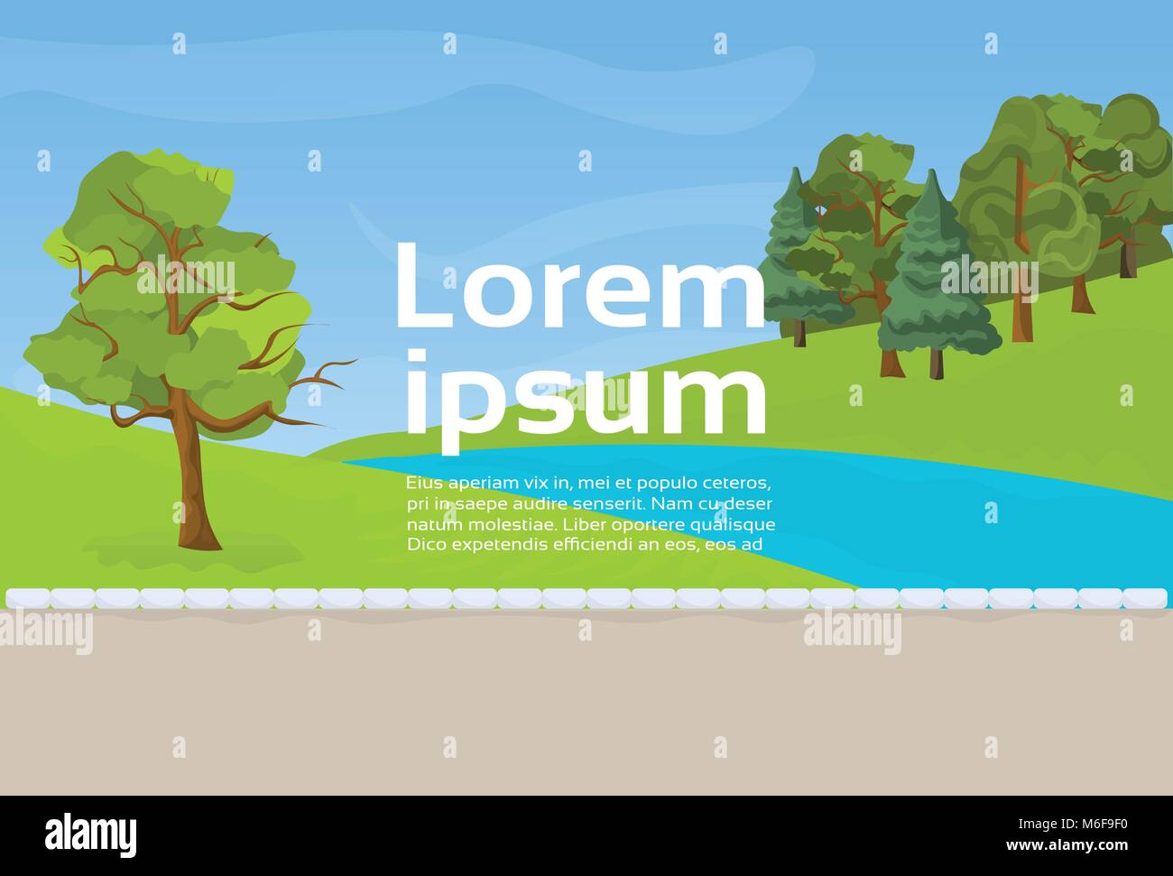 Tree on path park Stock Vector Images - Alamy