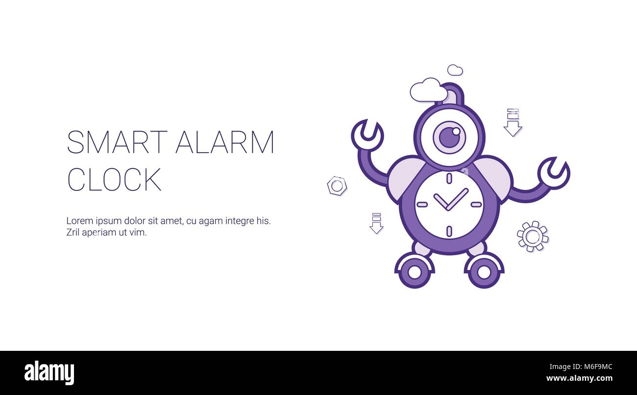Smart Alarm Clock Template Web Banner With Copy Space Stock Vector ...