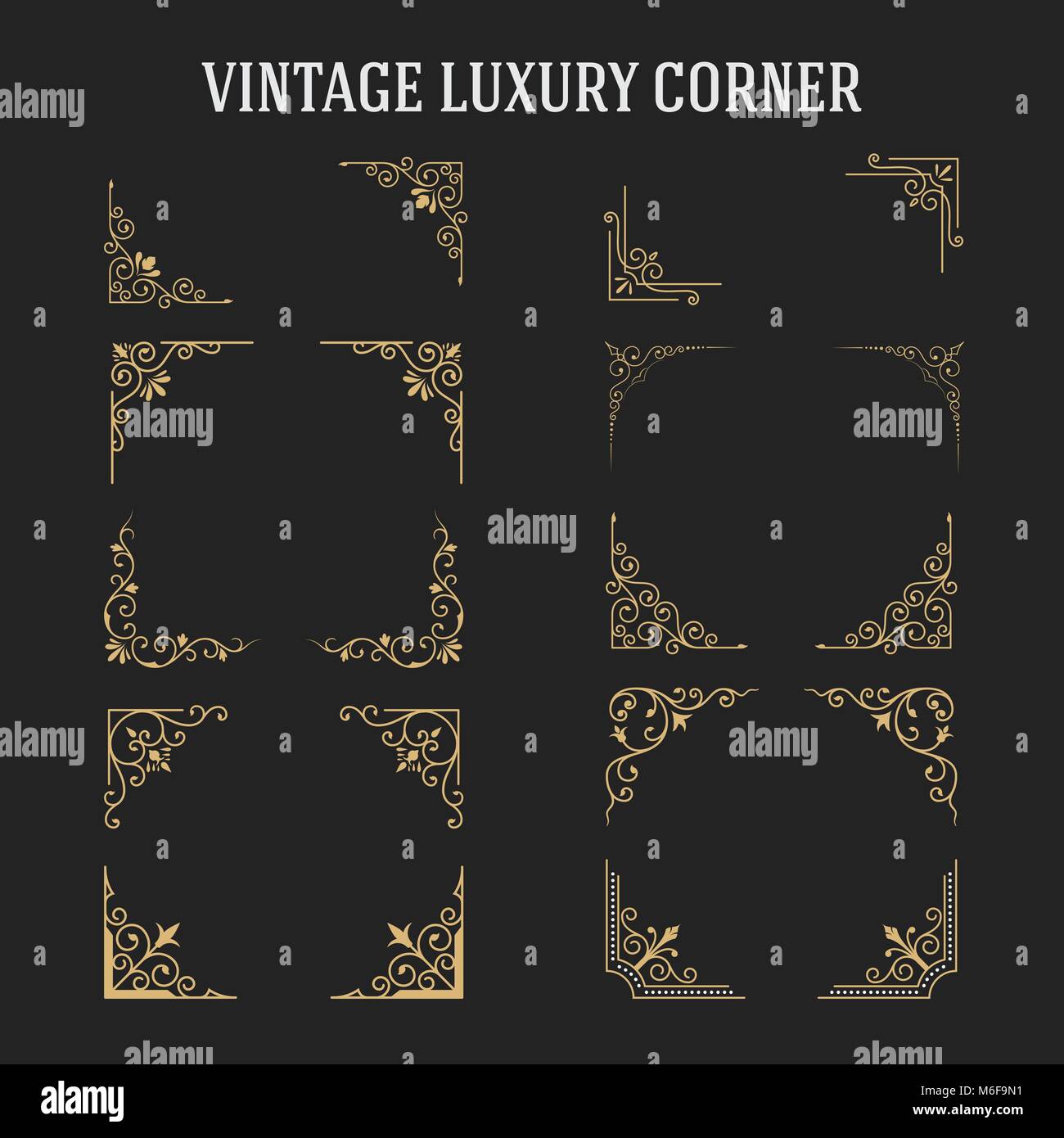 Set of Vintage Luxury Corner Design. Vector illustration Stock Vector ...