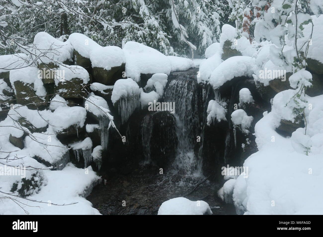 Dublin, Ireland. 3rd March 2018.A waterfall in Marlay Park in Dublin ...