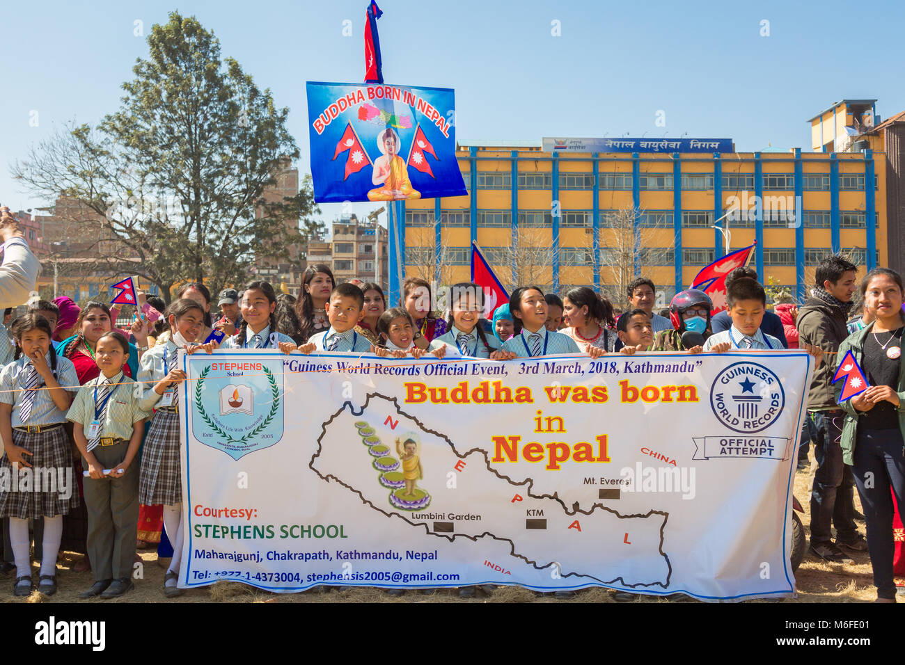 Kathmandu Nepal -Mar 3,2018: People taking part in the Guinness World ...
