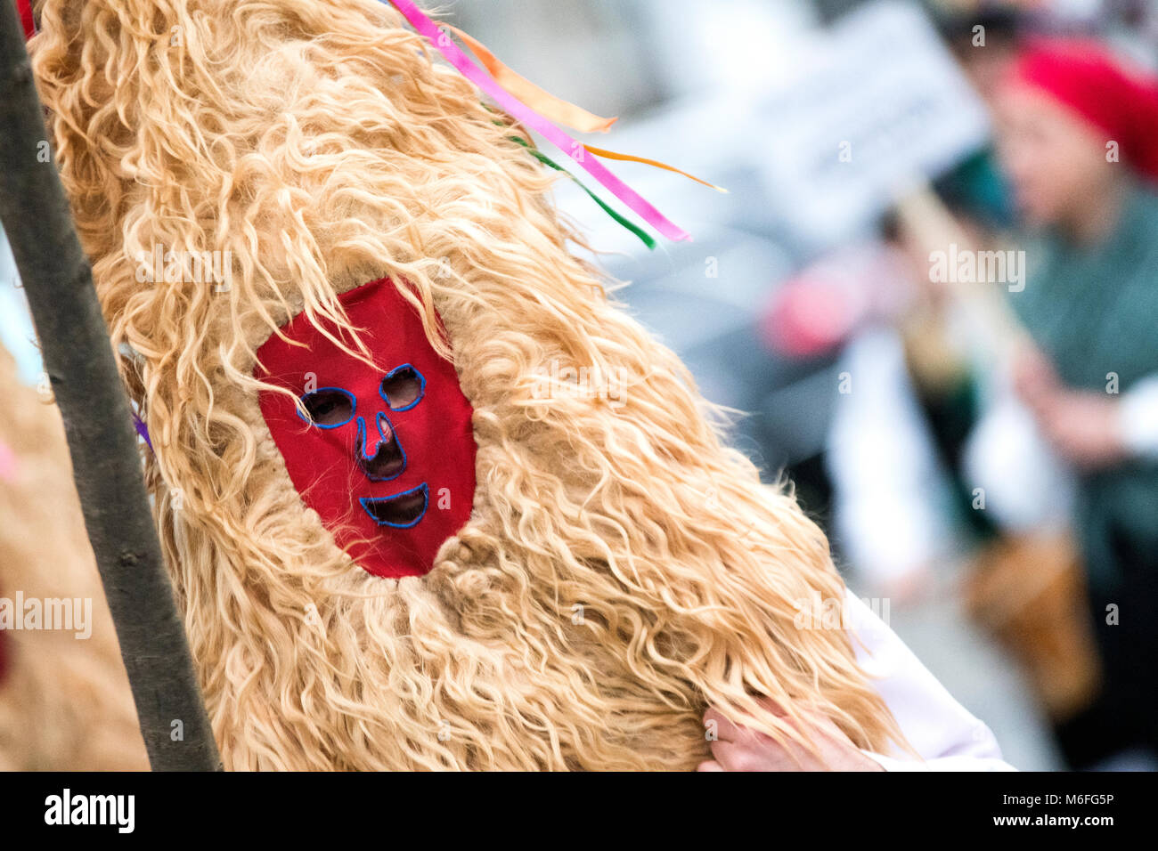 Siero, Spain. 3rd March, 2018. A sidro, a traditional mask of Valdesoto ...