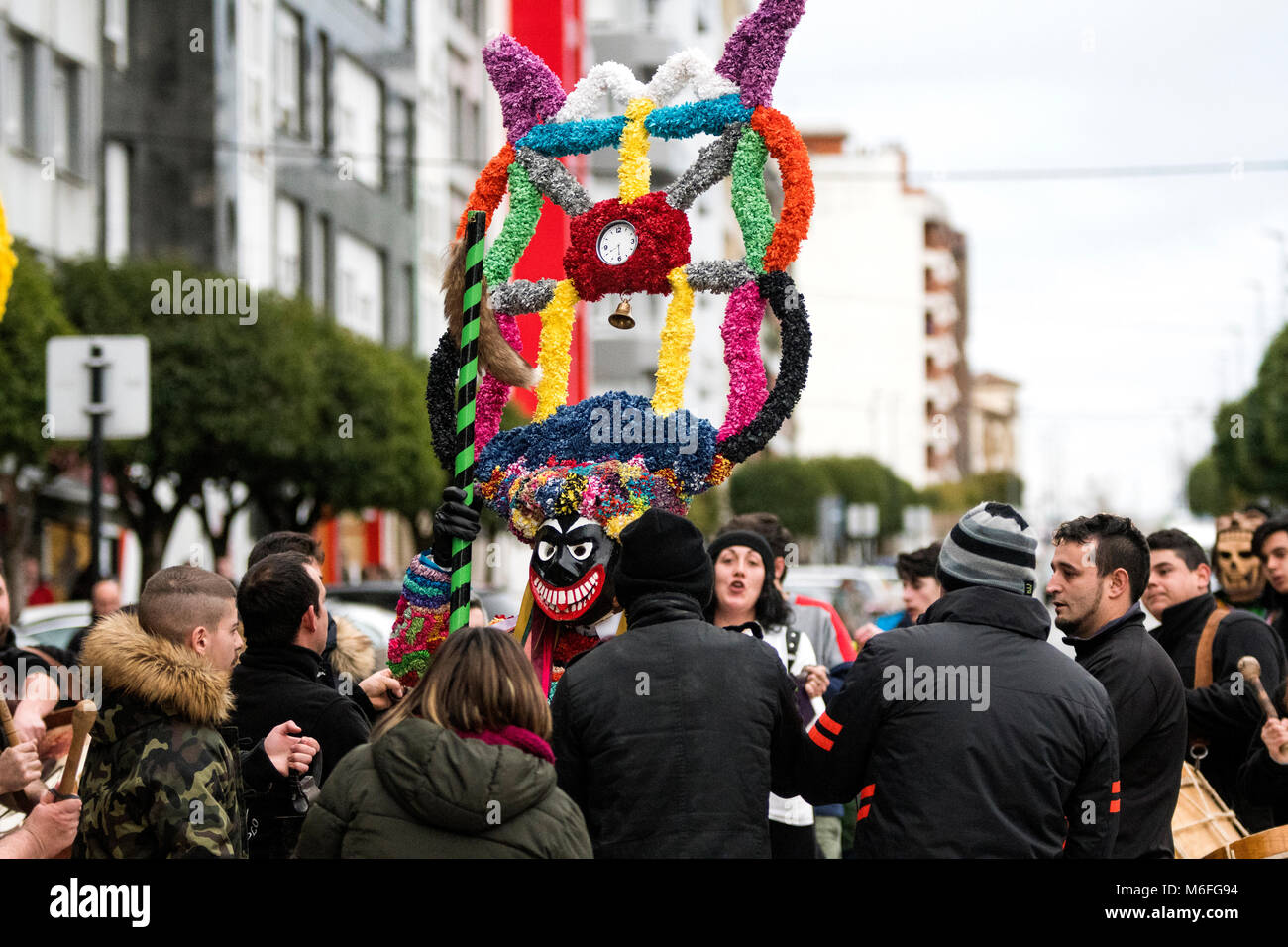 Siero, Spain. 3rd March, 2018. A Boteiro, a traditional Spanish mask ...