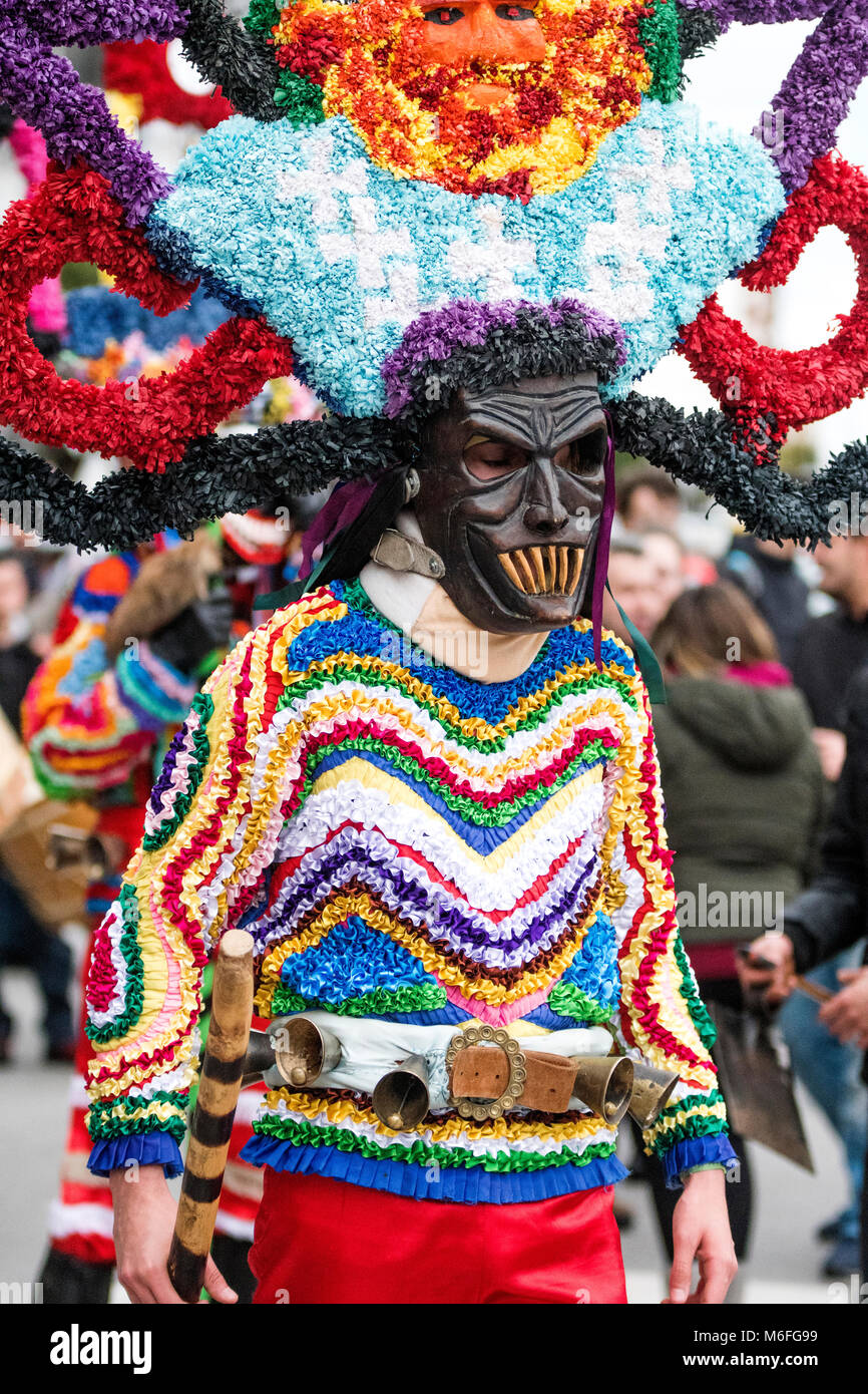 Siero, Spain. 3rd March, 2018. A Boteiro, a traditional Spanish mask ...