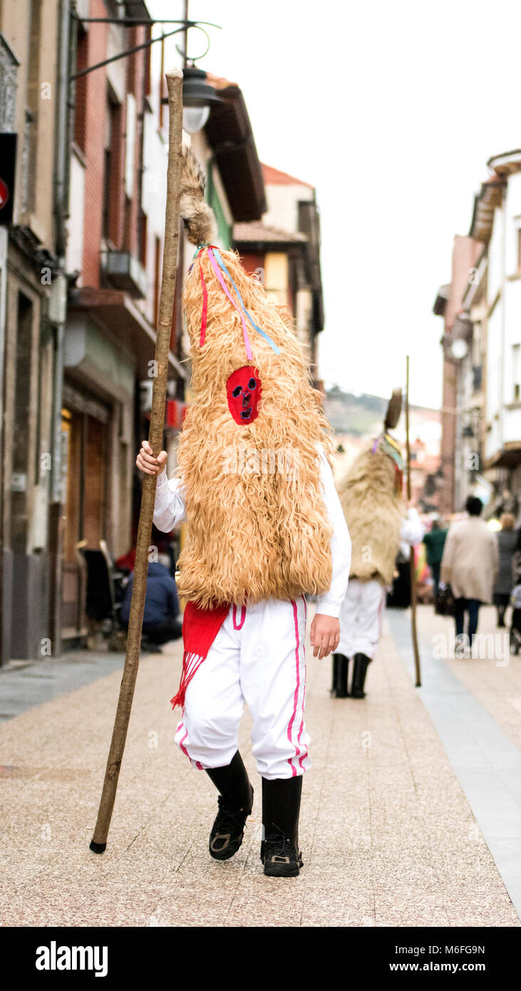 Siero, Spain. 3rd March, 2018. A sidro, a traditional mask of Valdesoto ...