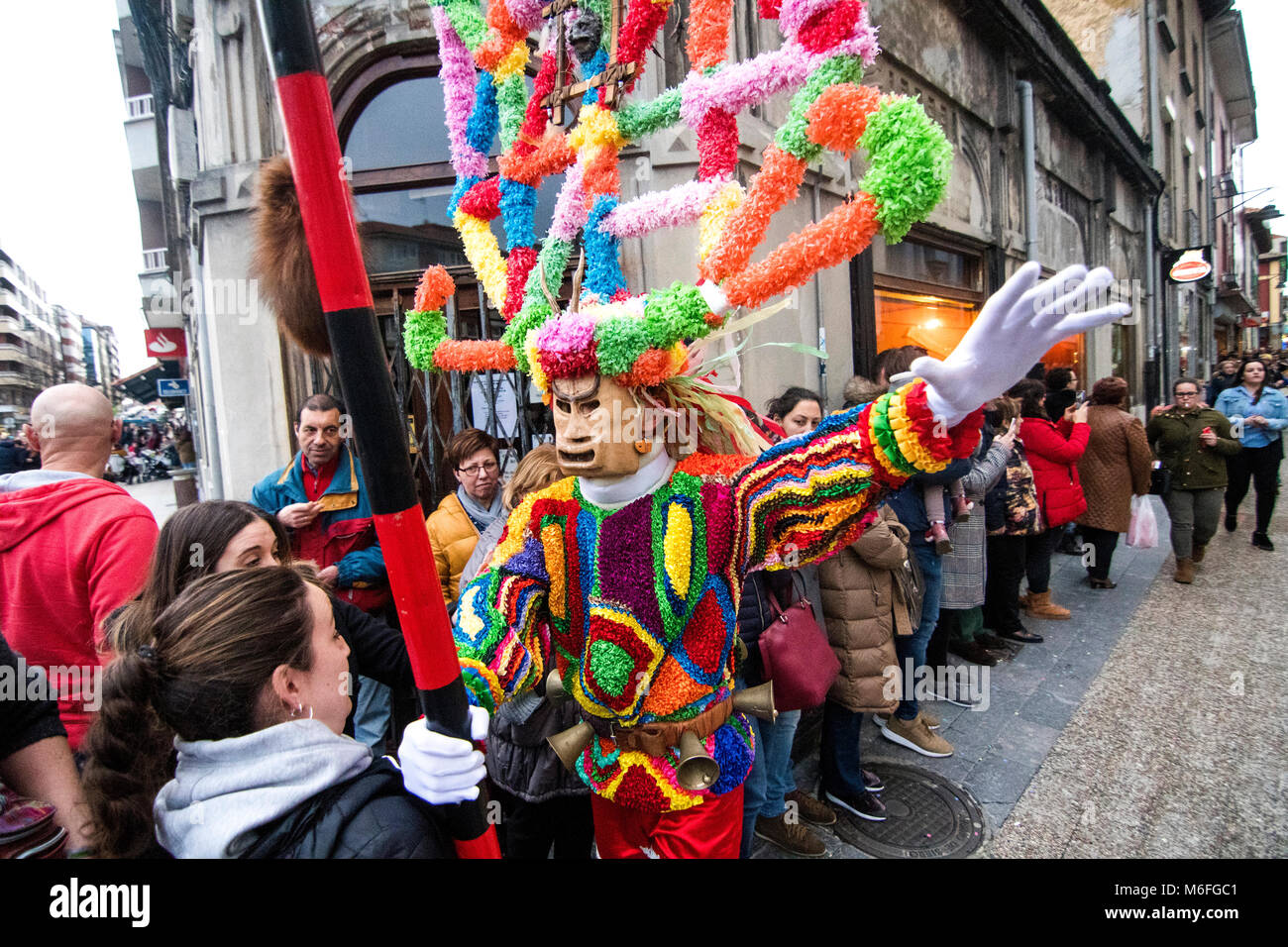 Siero, Spain. 3rd March, 2018. A Boteiro, a traditional Spanish mask ...