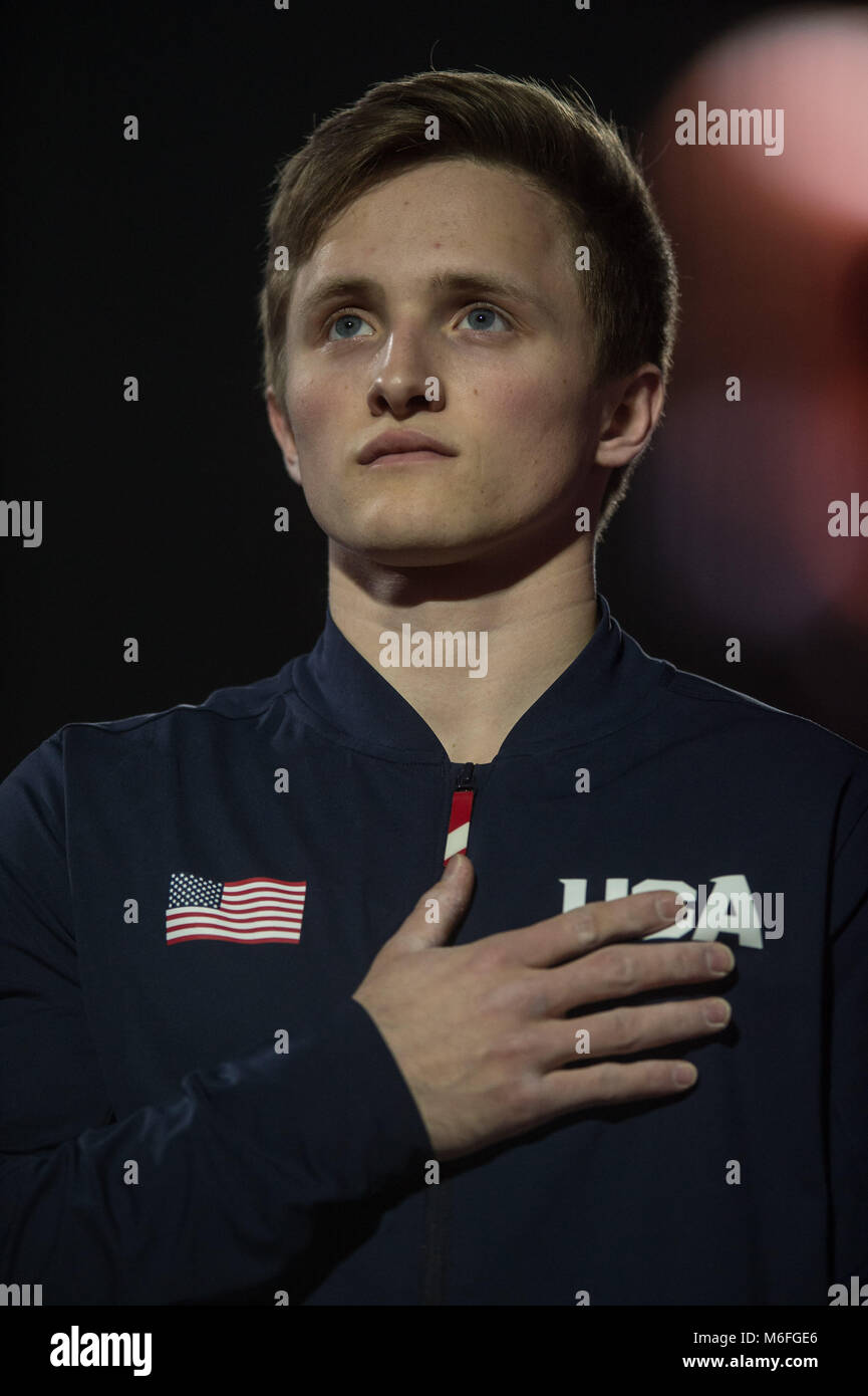 Hoffman Estates, Illinois, USA. 3rd Mar, 2018. ALLAN BOWER puts his ...