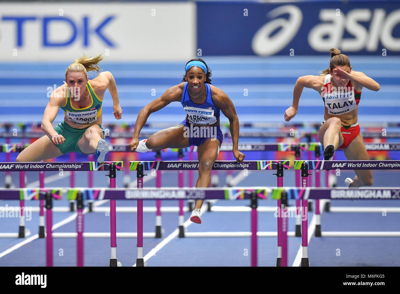 Alina Talay (3, BLR), Kendra Harrison (4, USA) and Sally Pearson (5 ...