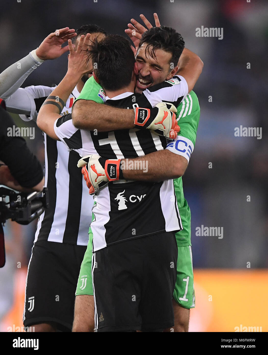 Rome, Italy. 3rd Mar, 2018. Juventus' Paulo Dybala (C) celebrates with ...