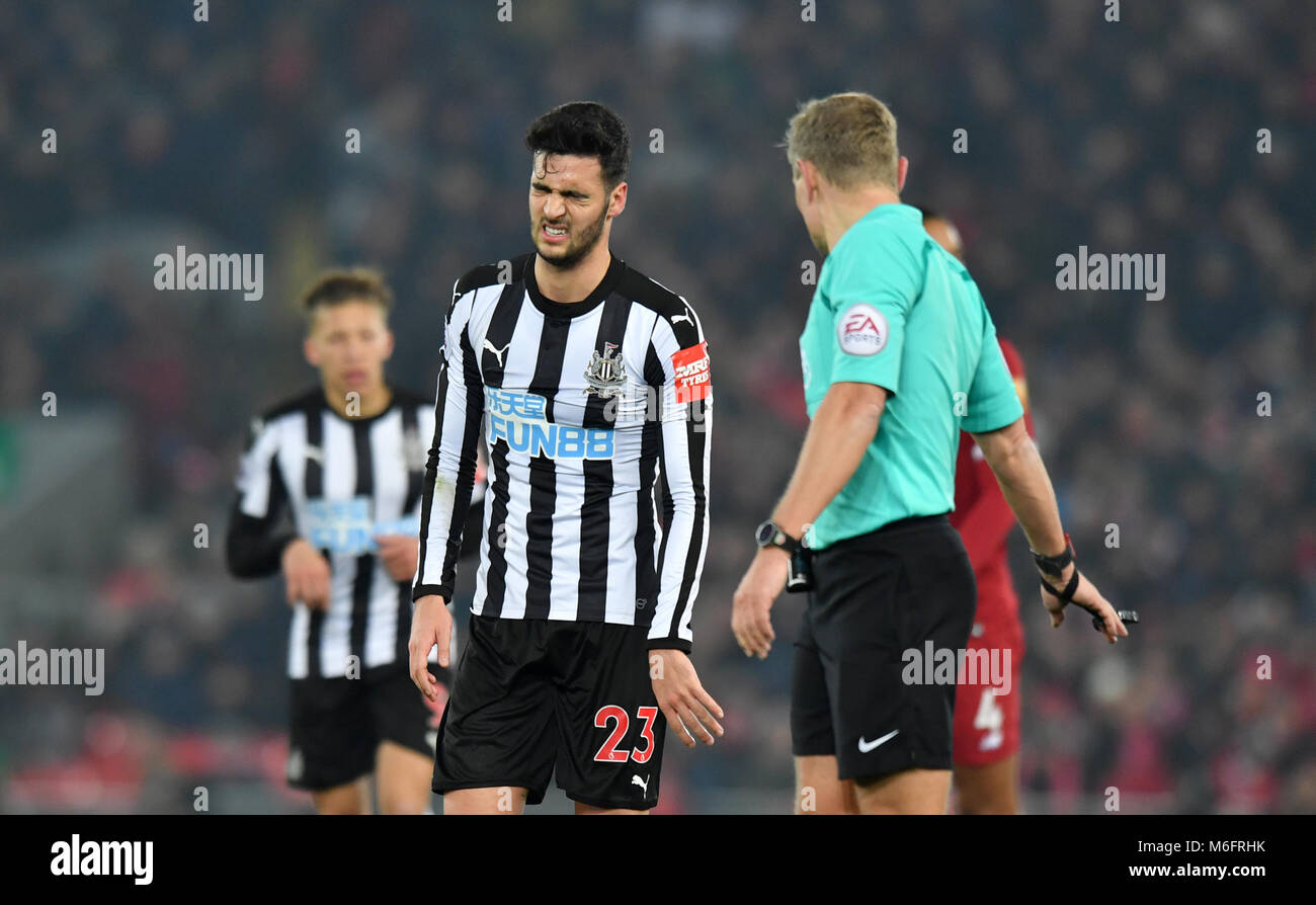 Newcastle United's Mikel Merino reacts during the Premier League match ...