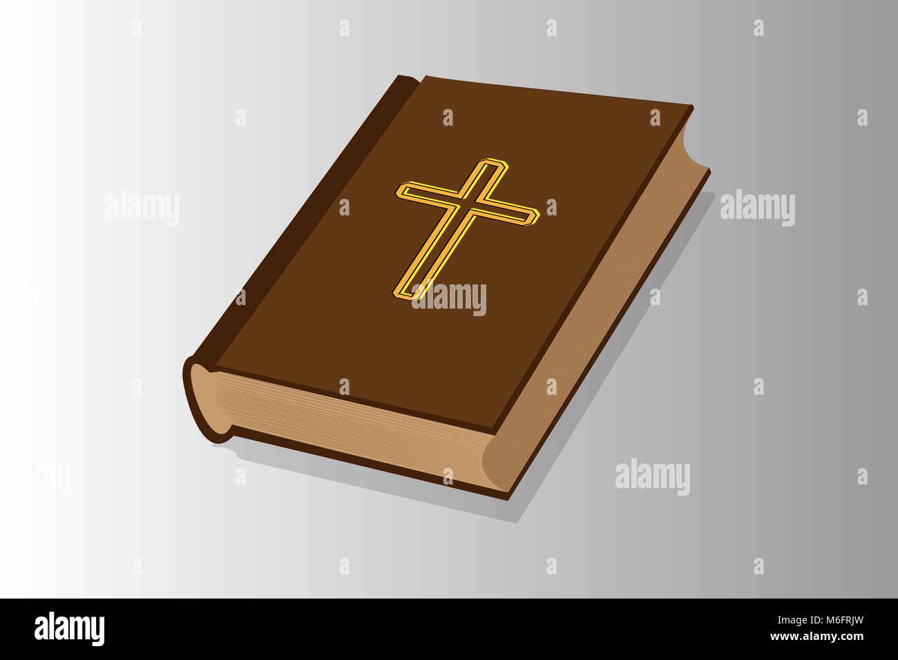 Holy book, Book with cross - vector illustration - brown and yellow ...