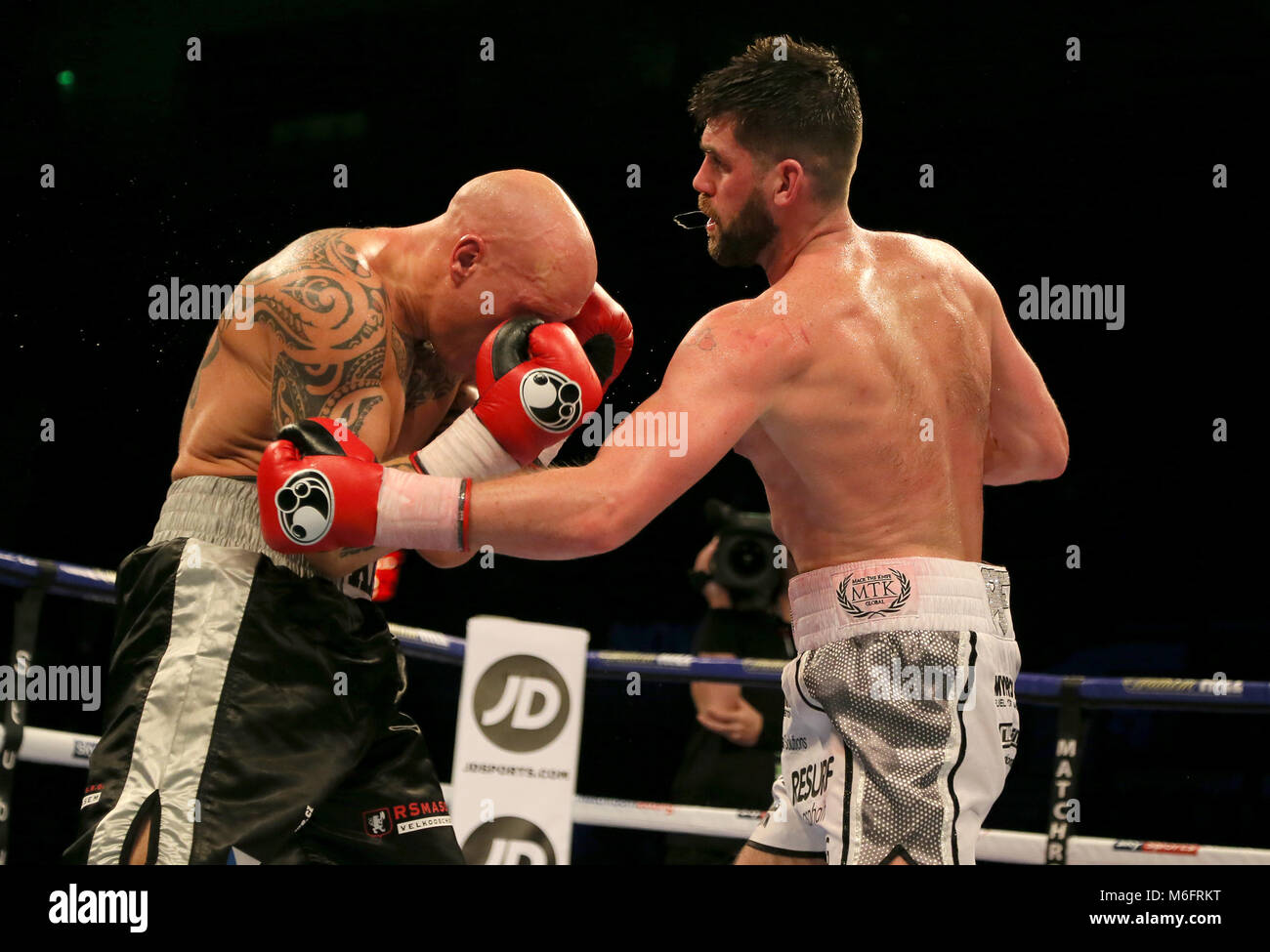 Rocky Fielding (right) and Karel Horejsek in action during their Super ...