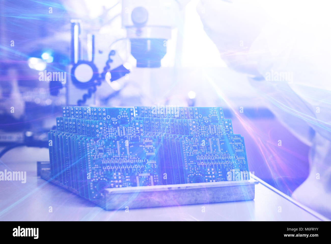 The concept of future technologies. Computer board with visual effects ...