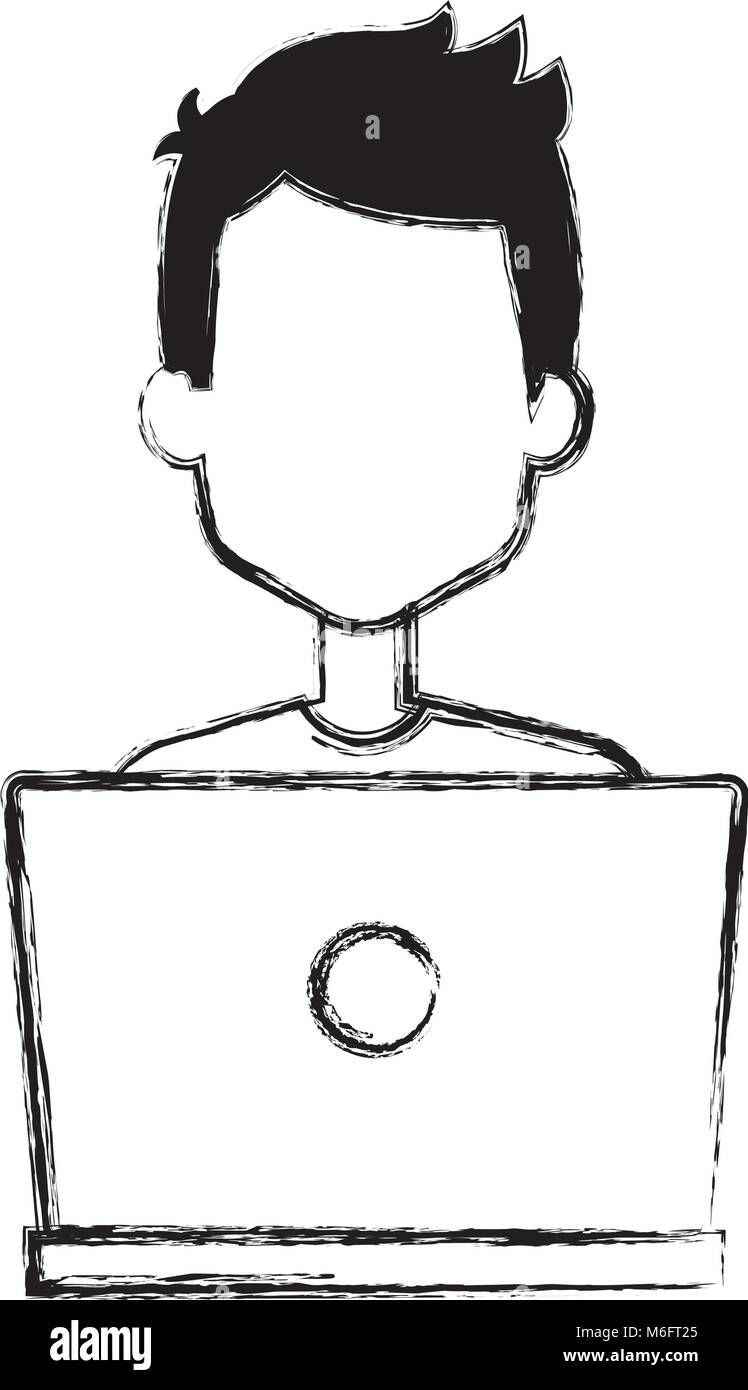 Man working computer commerce Stock Vector Images - Alamy