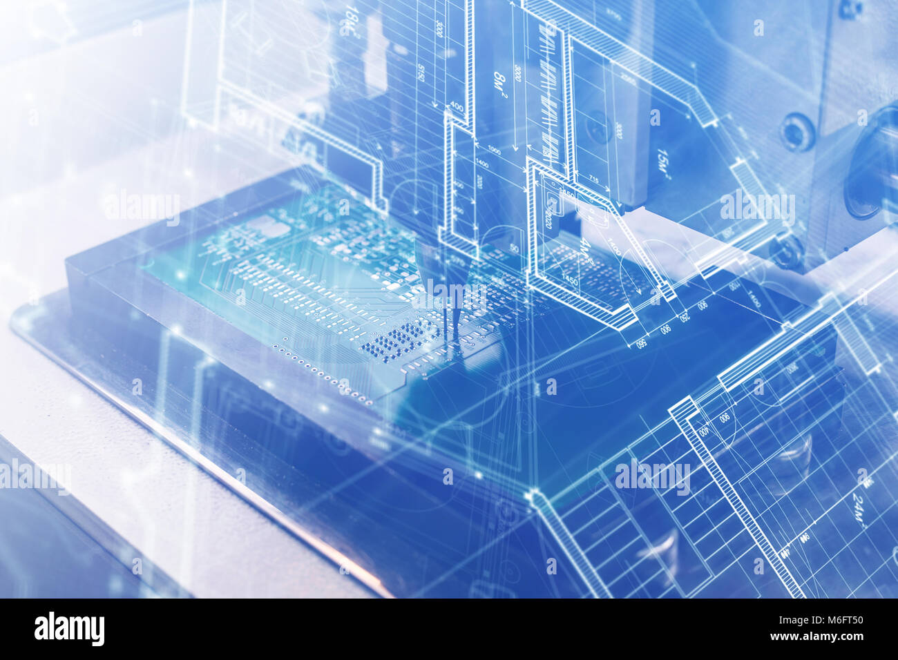 The concept of future technologies. Computer board with visual effects ...